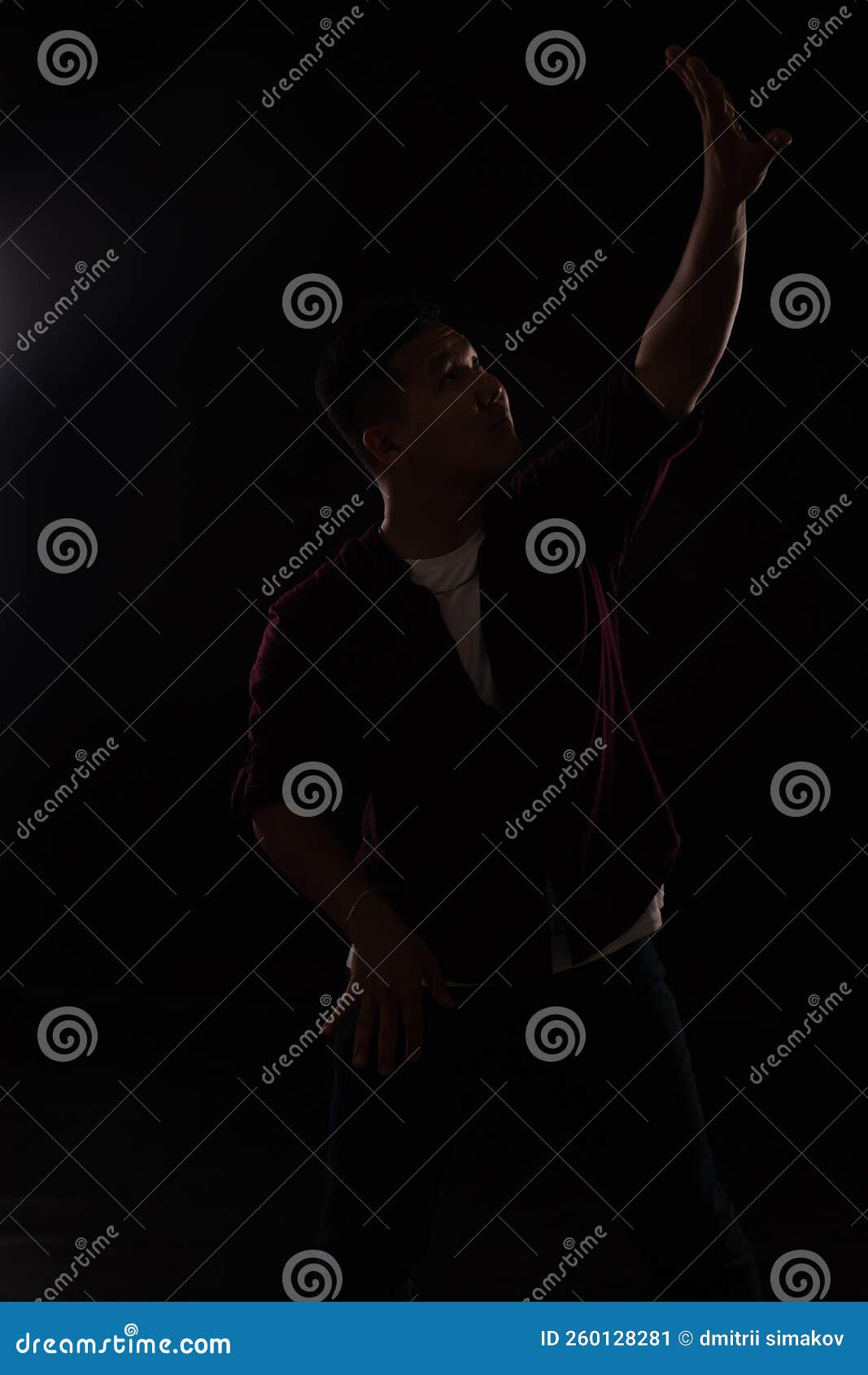 Asian Man Dancing Alone To Music Dance Stock Image - Image of black ...