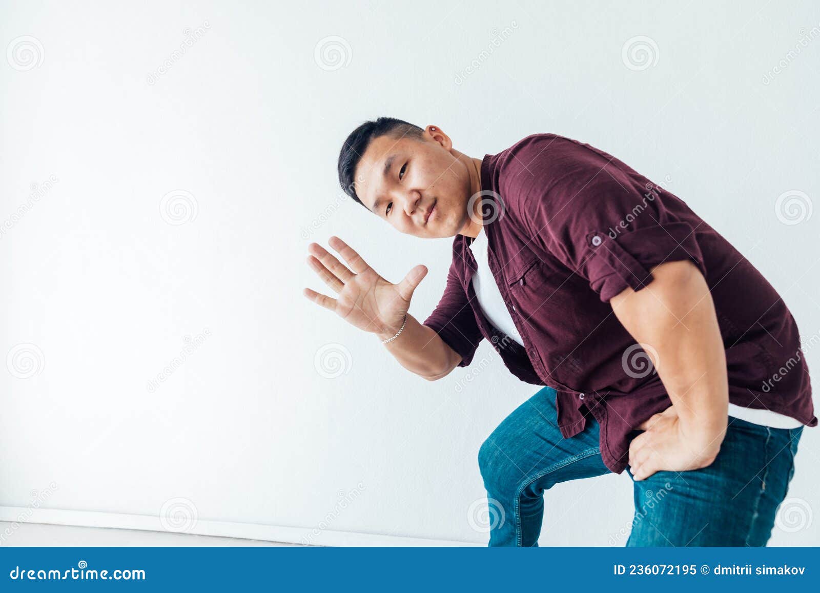 Asian Man Dancing To Music Alone at Home Stock Image - Image of ...