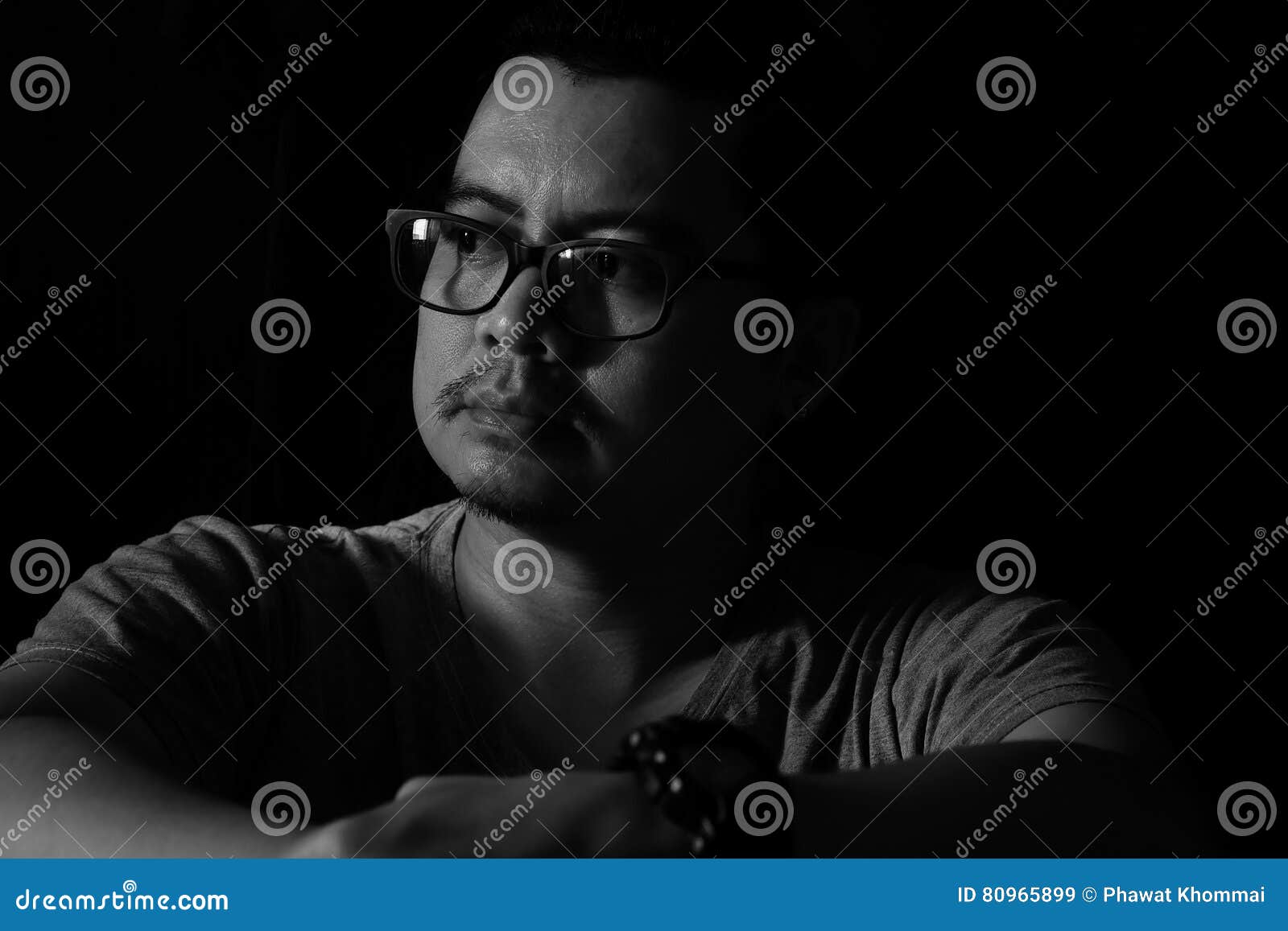 Asian Man in the Dark Sad Mood Stock Image - Image of grief, look: 80965899