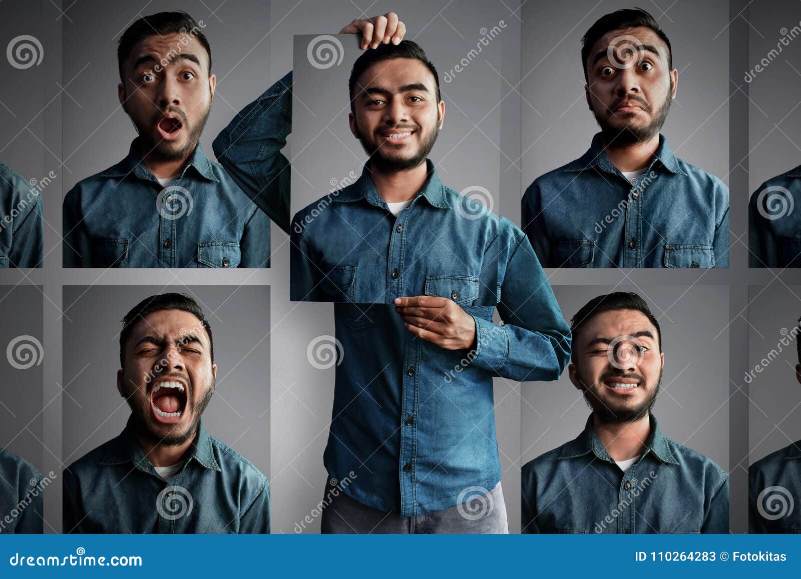 Asian Man with Different Emotion Stock Image - Image of funny, mood ...