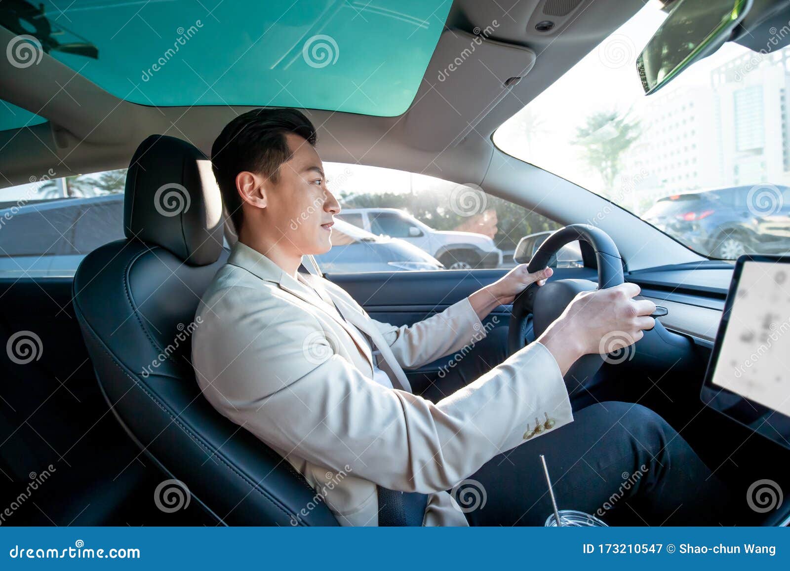Asian Man Driving Car stock image. Image of people, asia - 173210547