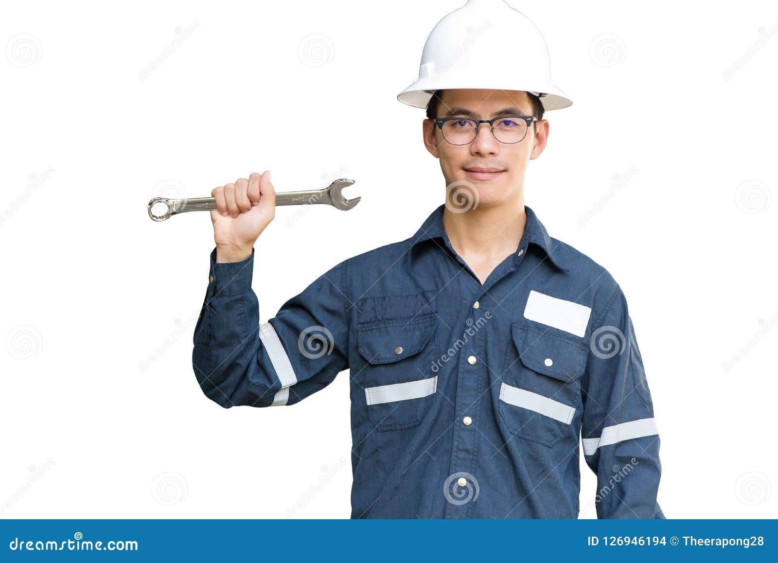 Asian Man,Engineer or Technician in White Helmet, Glasses and Bl Stock ... Asian Man,Engineer or Technician in White Helmet, Glasses and Bl Stock ...