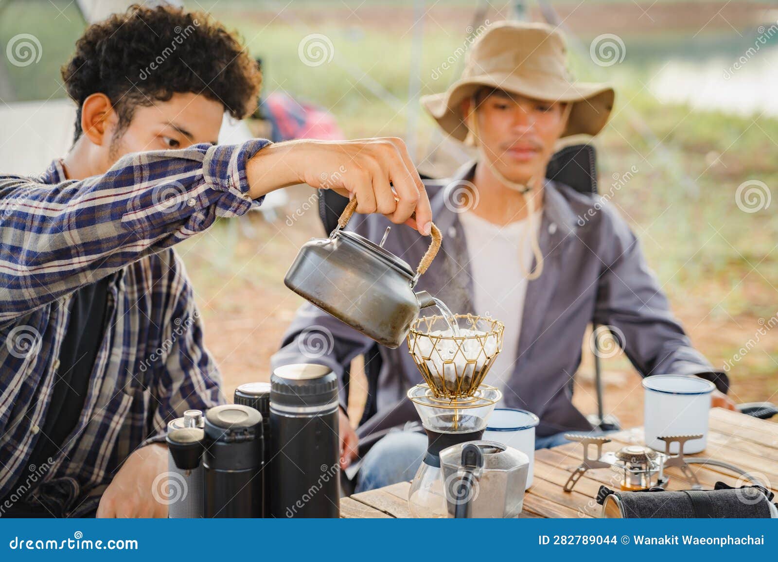 Coffee while on Vacation in Camping Activity Stock Photo - Image of ...