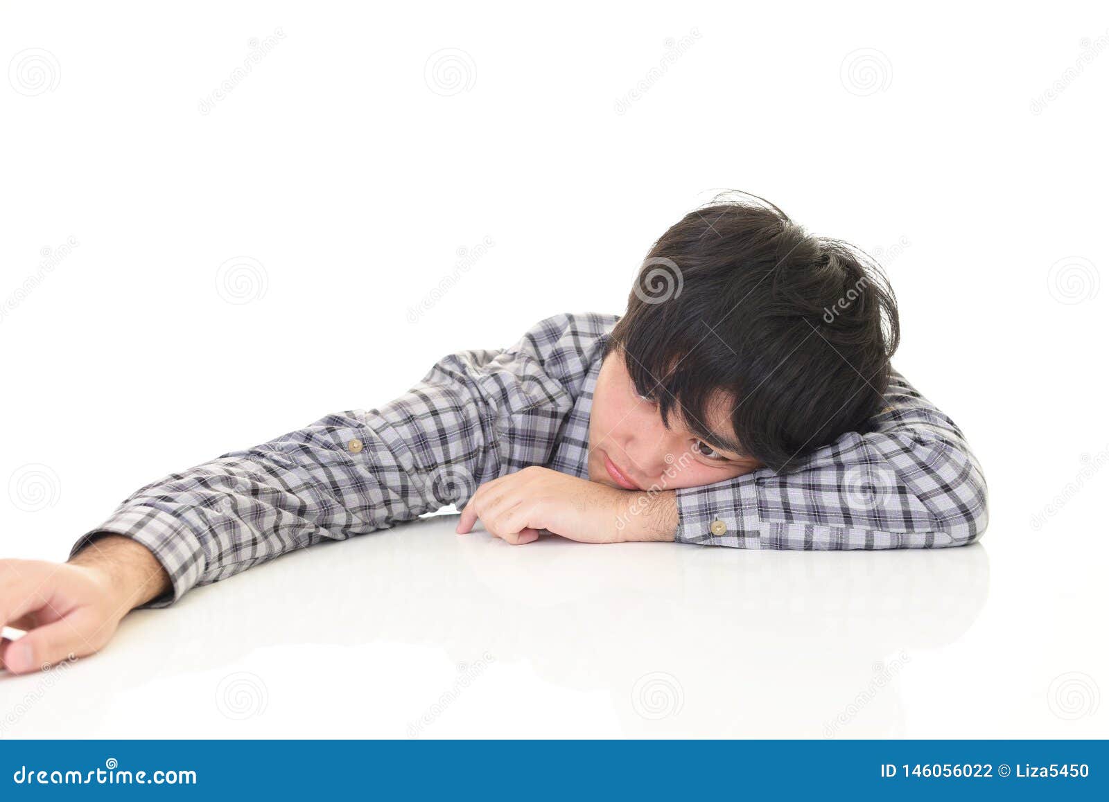 Tired Asian man stock photo. Image of distress, handsome - 146056022