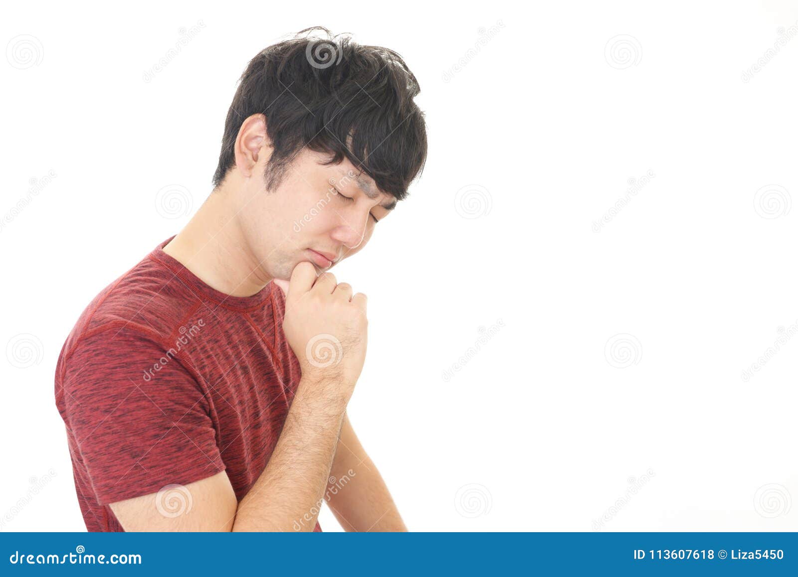 Disappointed Asian man stock photo. Image of isolated - 113607618