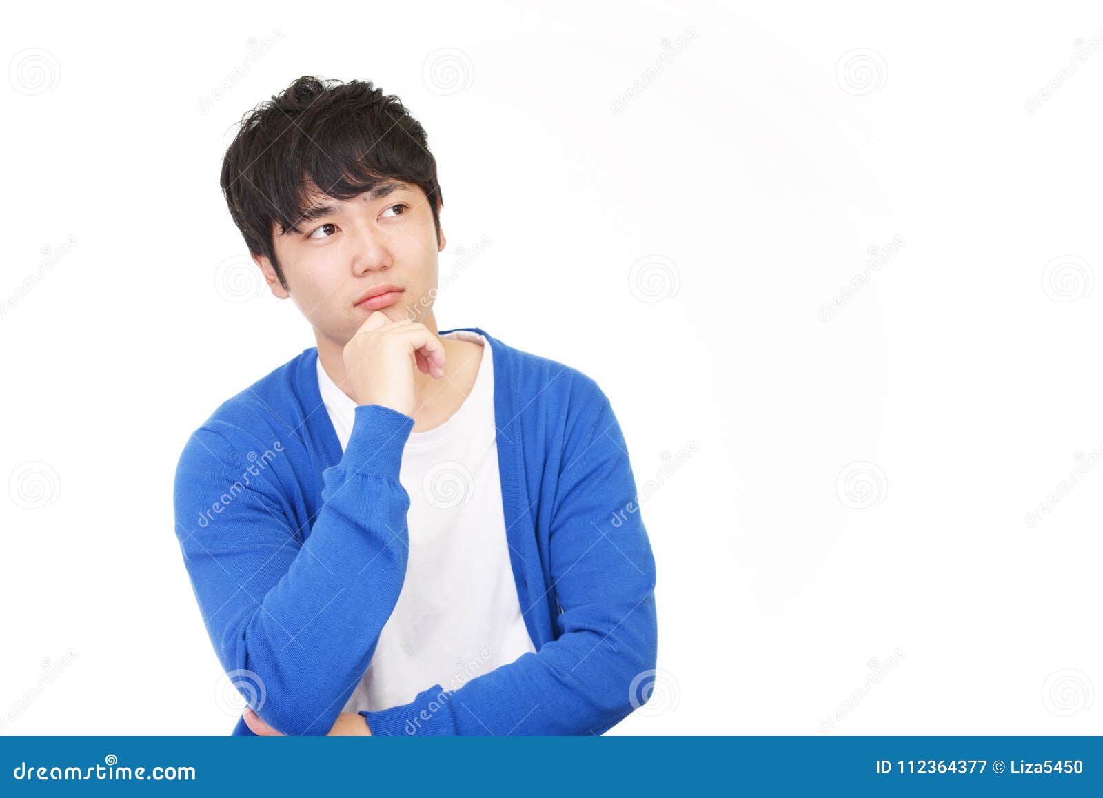Uneasy Asian man stock image. Image of emotional, home - 112364377
