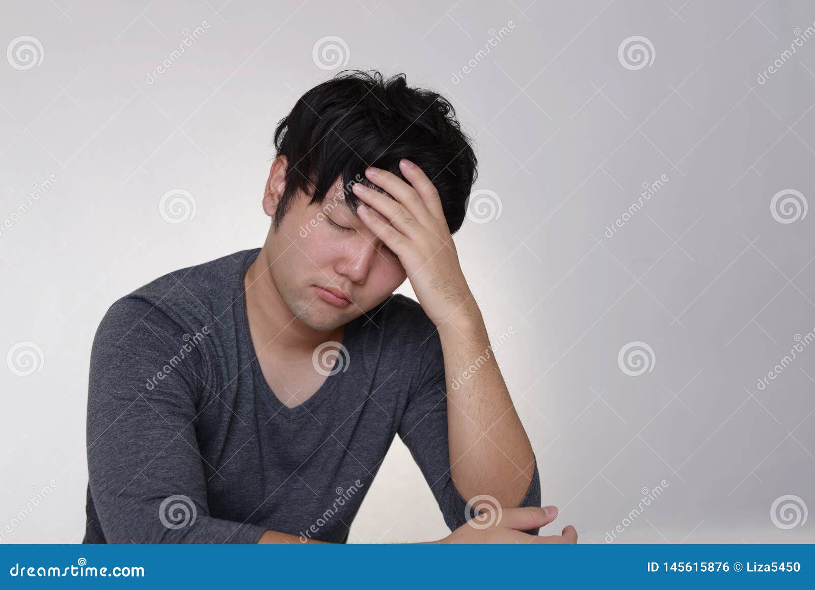 Young man in depression stock photo. Image of japan - 145615876