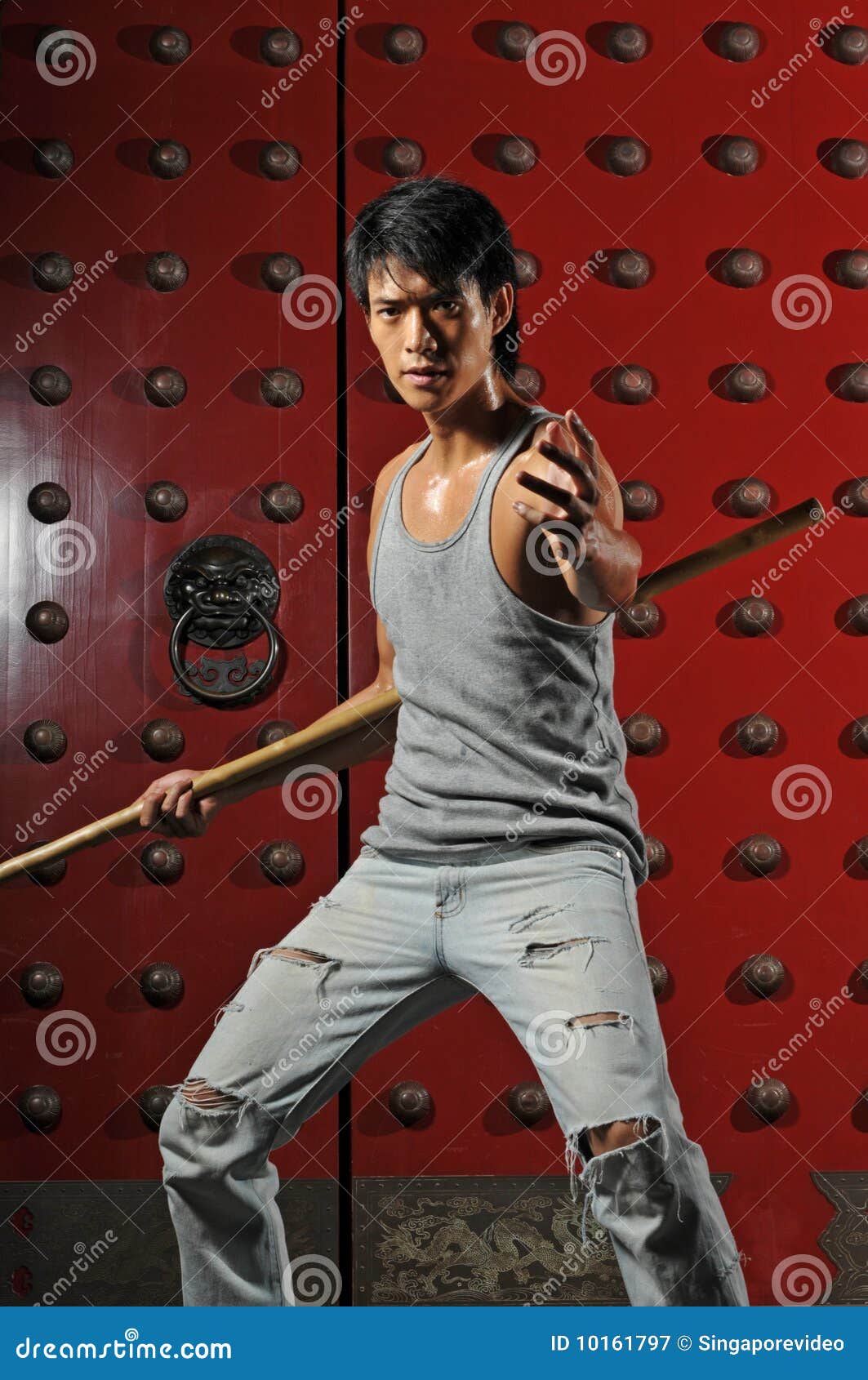 Asian Man in Fighting Action Stock Image - Image of chinese, japanese ...
