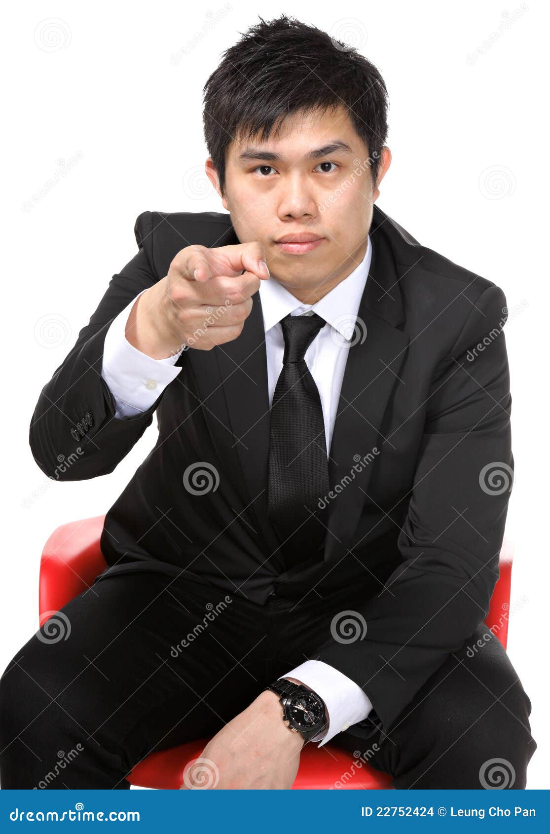 Asian Man with Finger Pointing Forward Stock Photo - Image of ...