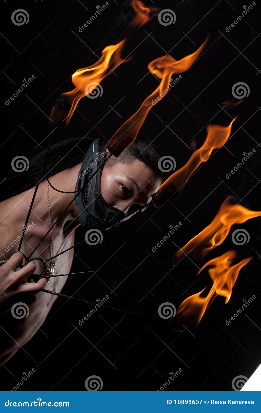 Asian man with fire show stock image. Image of backdrop - 10898607