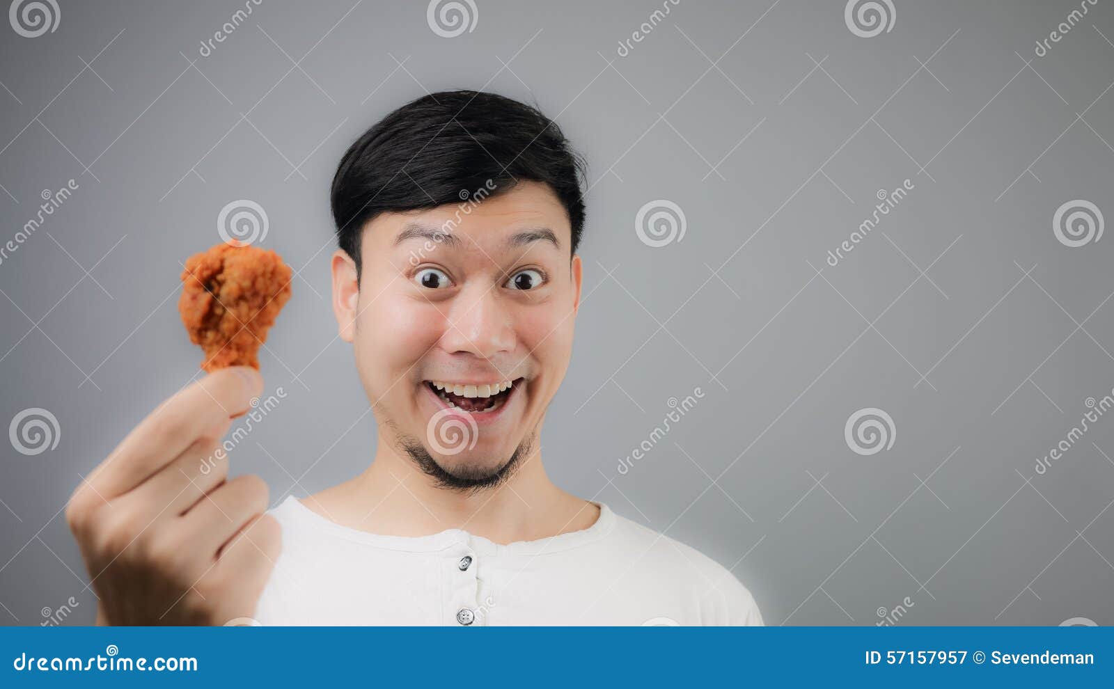 An Asian Man with Fried Chicken. Stock Image - Image of meal, tasty ...