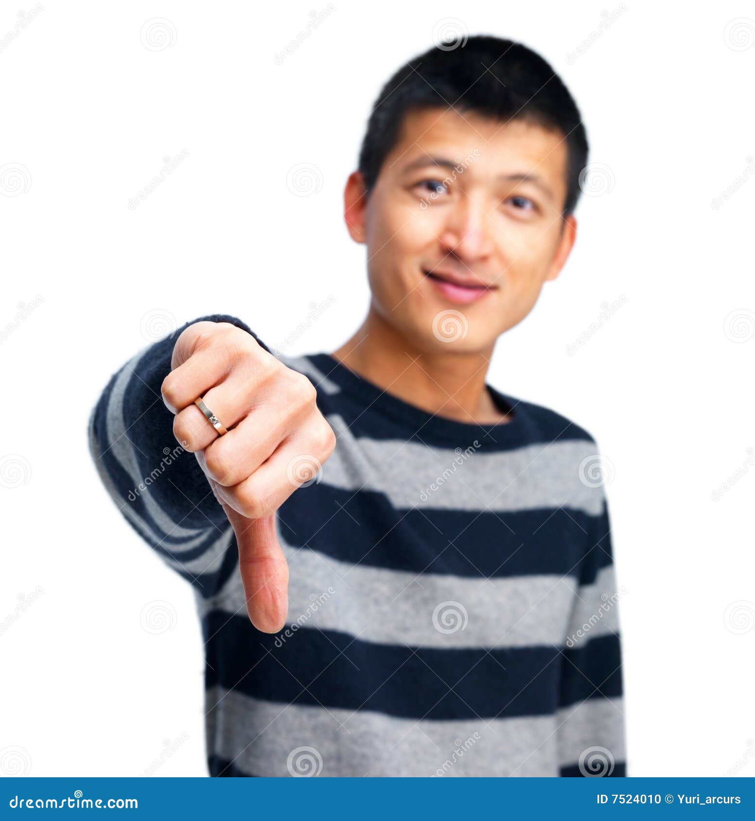 Asian Man Giving Thumbs Down Stock Photo - Image of empty, close: 7524010