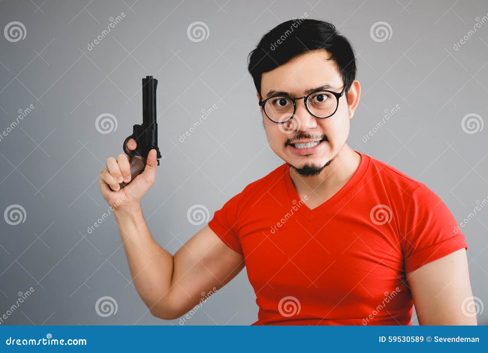 Asian man with a gun. stock image. Image of crime, confident - 59530589