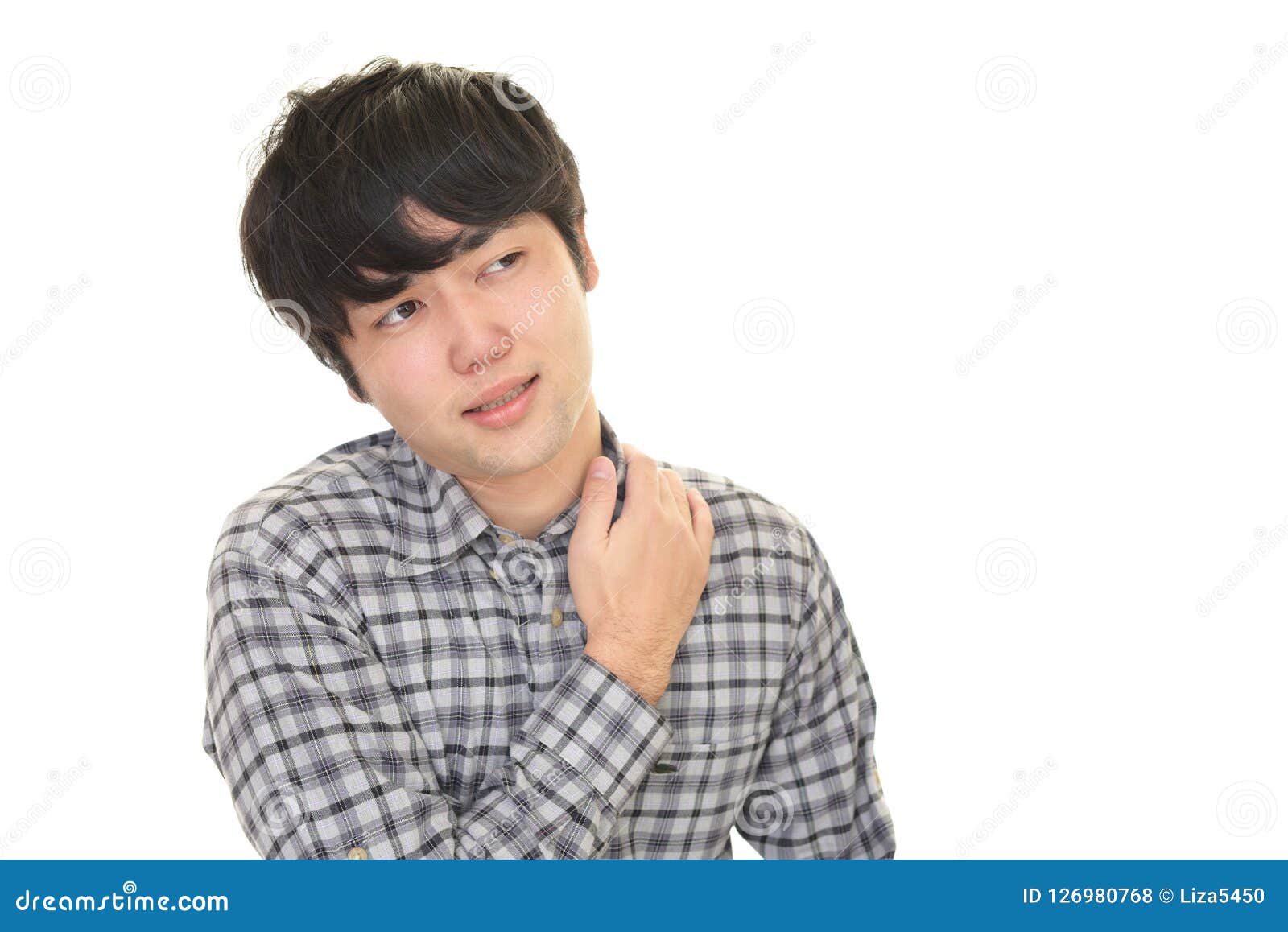 Tired Asian man stock photo. Image of masculine, isolation - 126980768
