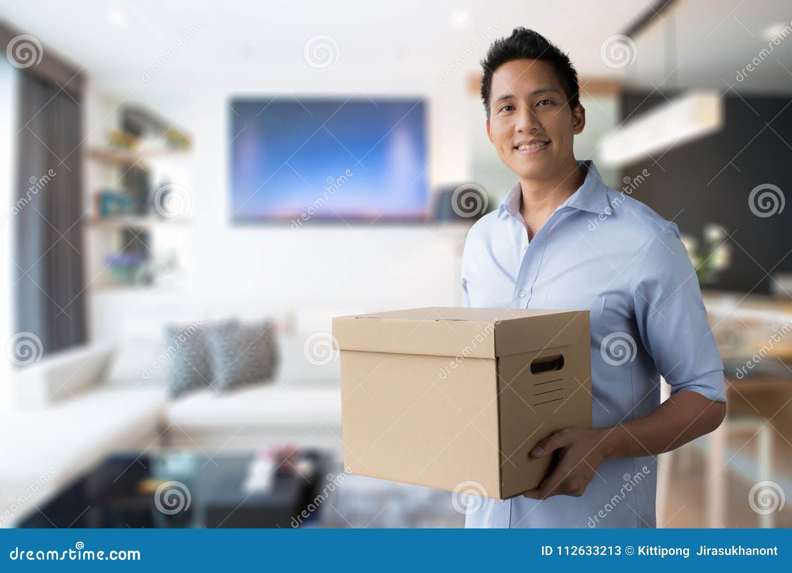 Man hold parcel box stock image. Image of package, receive - 112633213