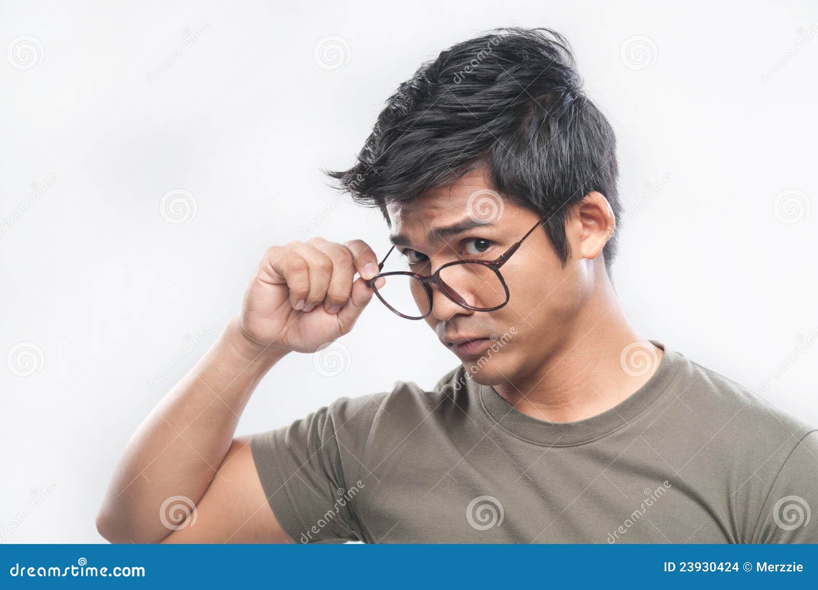 Asian Man Holding Nerdy Glasses Stock Photo - Image of confused, lost ...