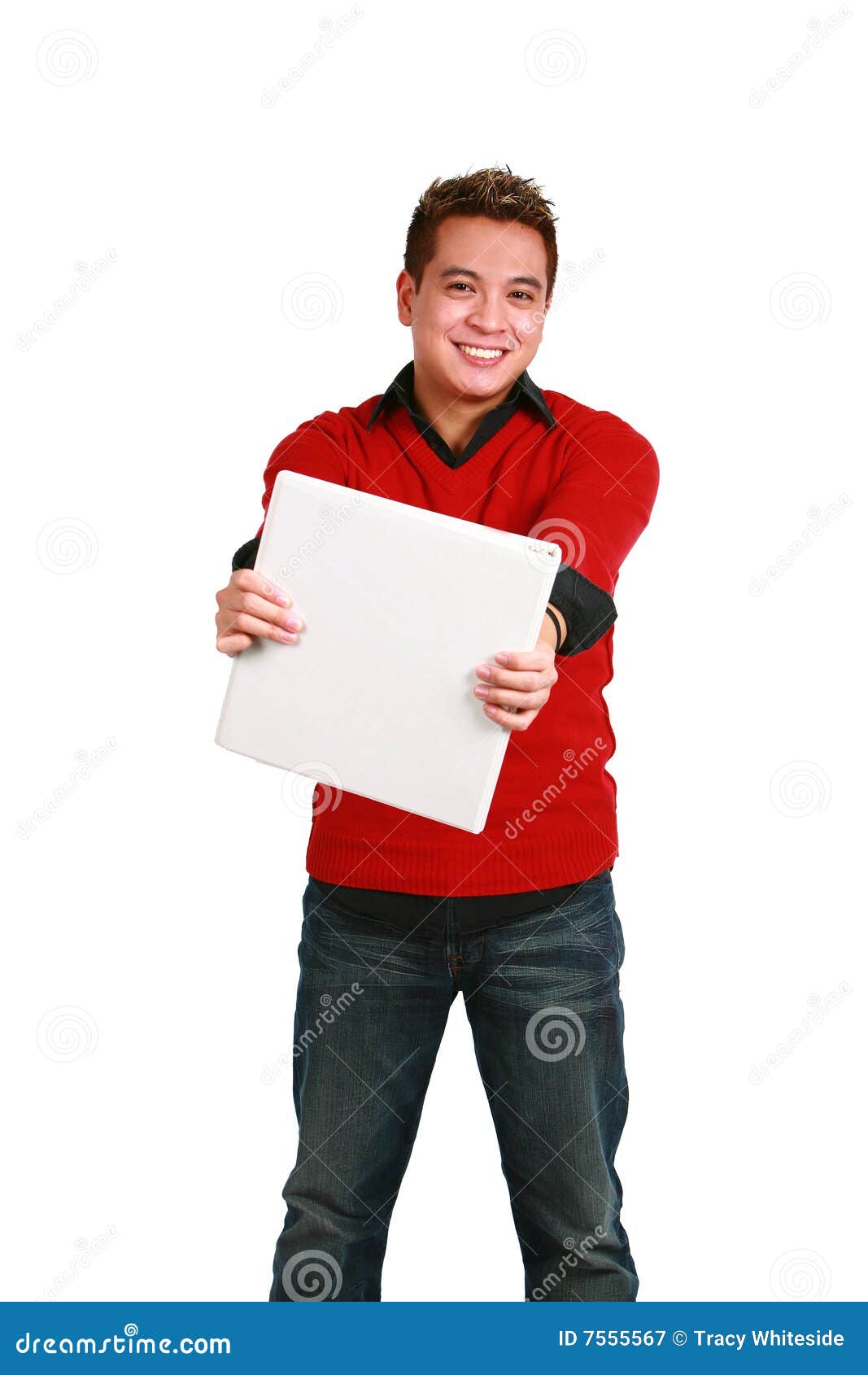 Asian Man Holding Out Binder Stock Image - Image of asian, modeling ...