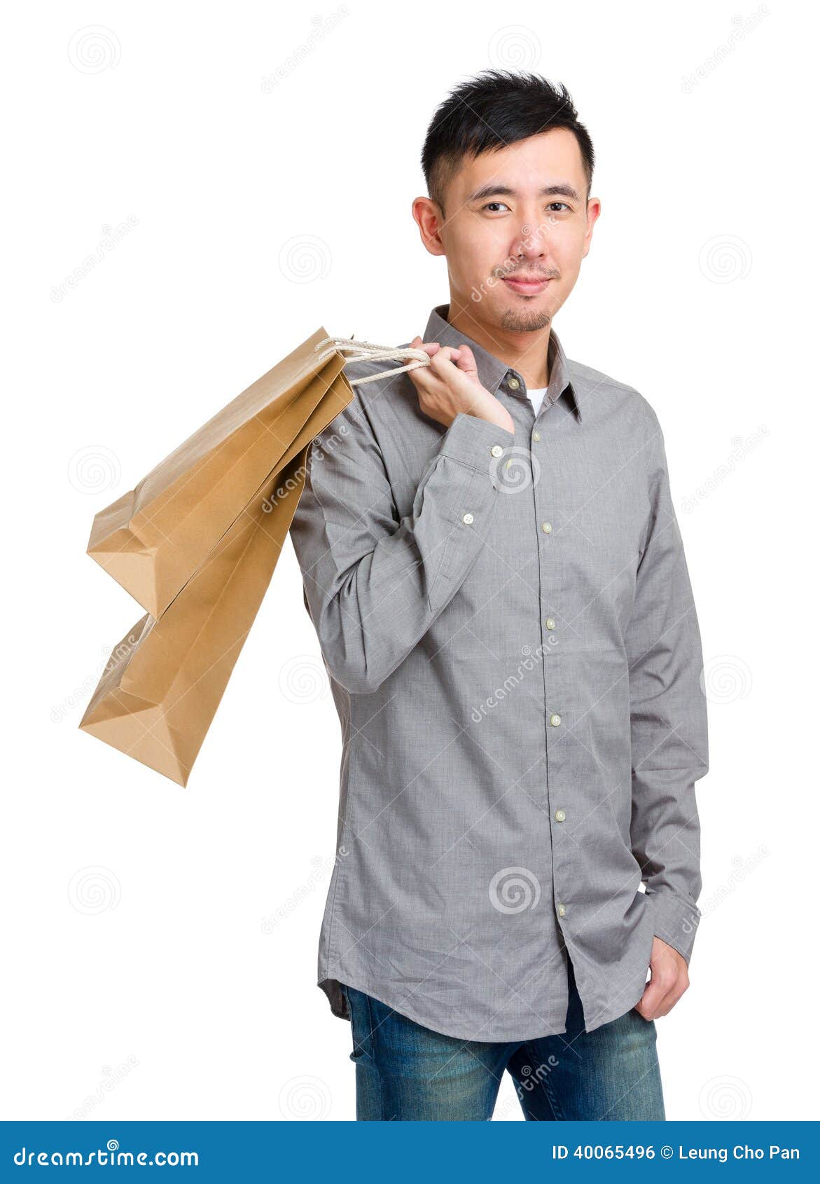 Asian Man Holding Shopping Bag Stock Photo - Image of asian, male: 40065496
