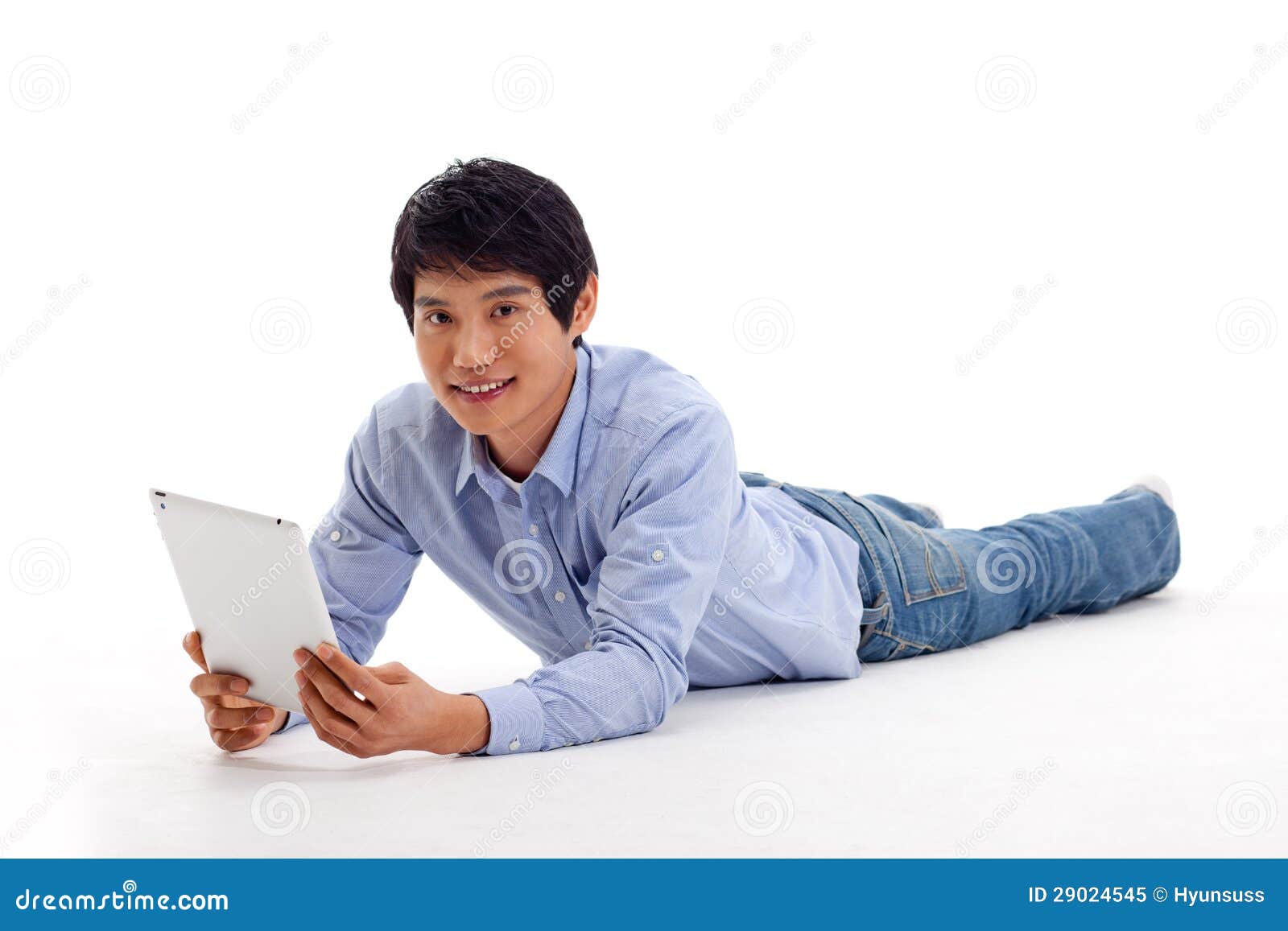 Asian Man Holding Tablet Computer Stock Image - Image of casual ...