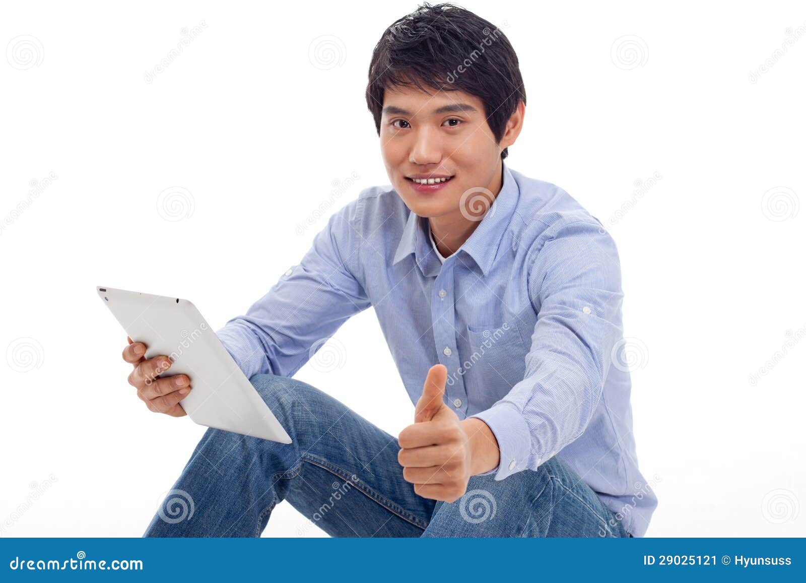 Asian Man Holding Tablet Computer Isolated Stock Image - Image of asian ...