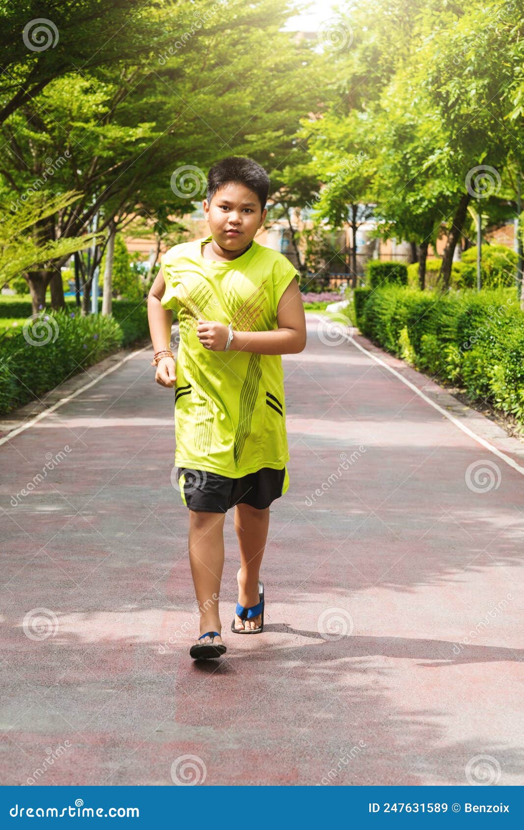 Asian Man Jogging at the Park in Sunny Morning. Stock Image - Image of ...