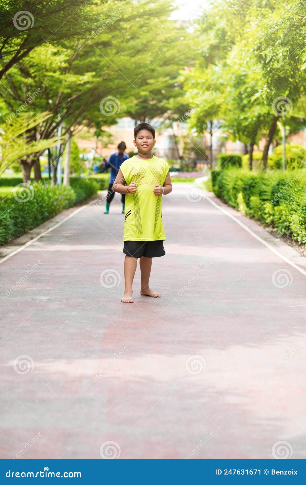Asian Man Jogging at the Park in Sunny Morning. Stock Image - Image of ...
