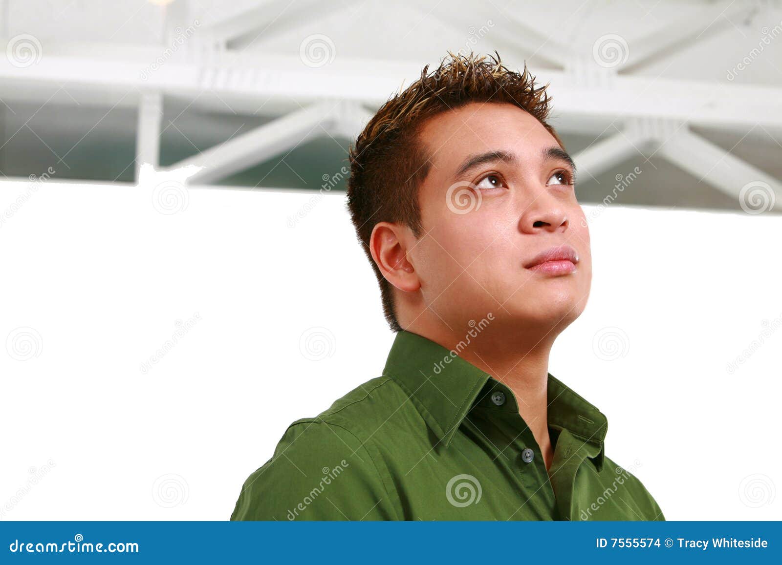 Asian man looking upward stock photo. Image of studio - 7555574