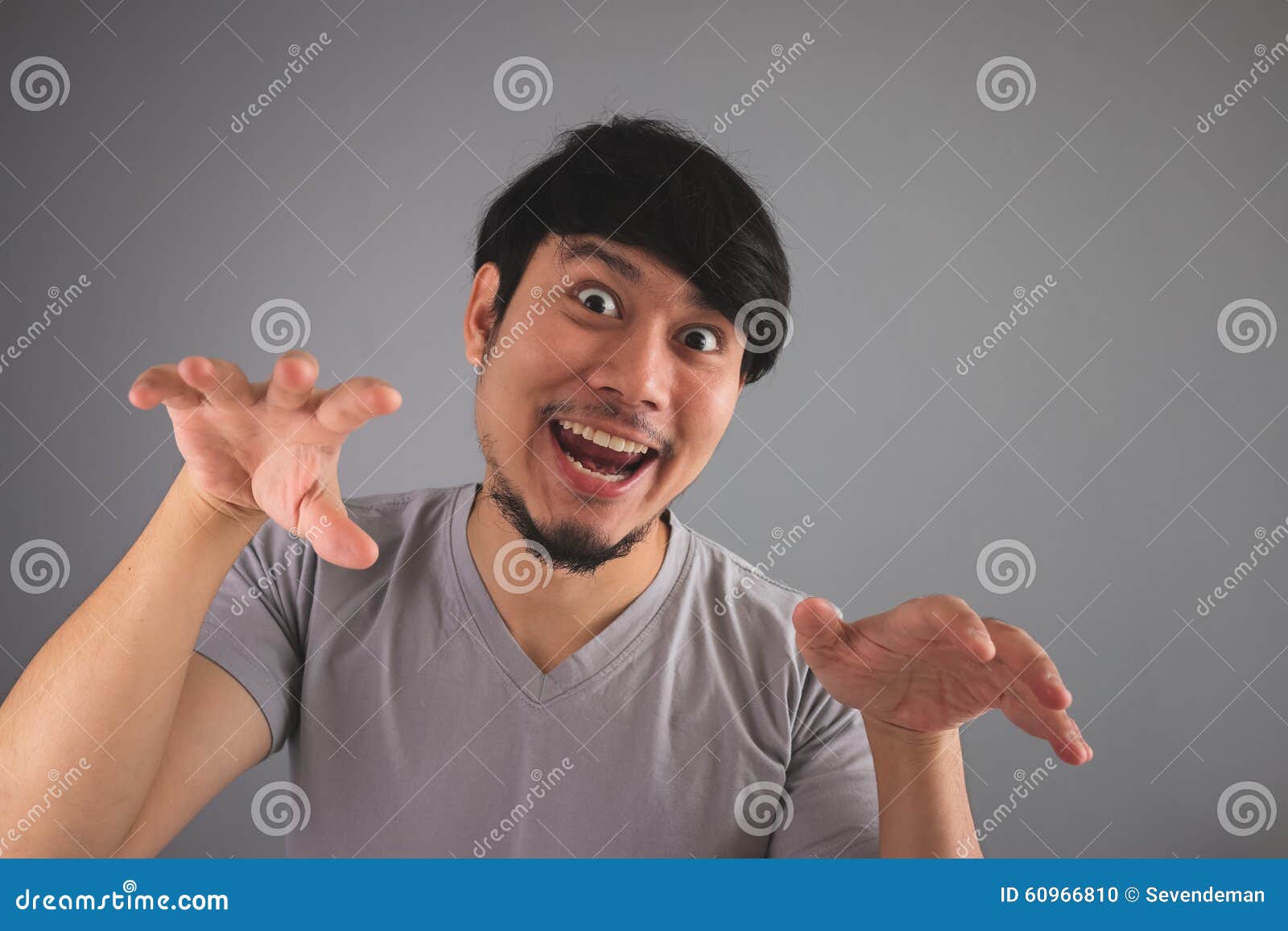 Asian Man is Making Funny Scary Face. Stock Photo - Image of people ...