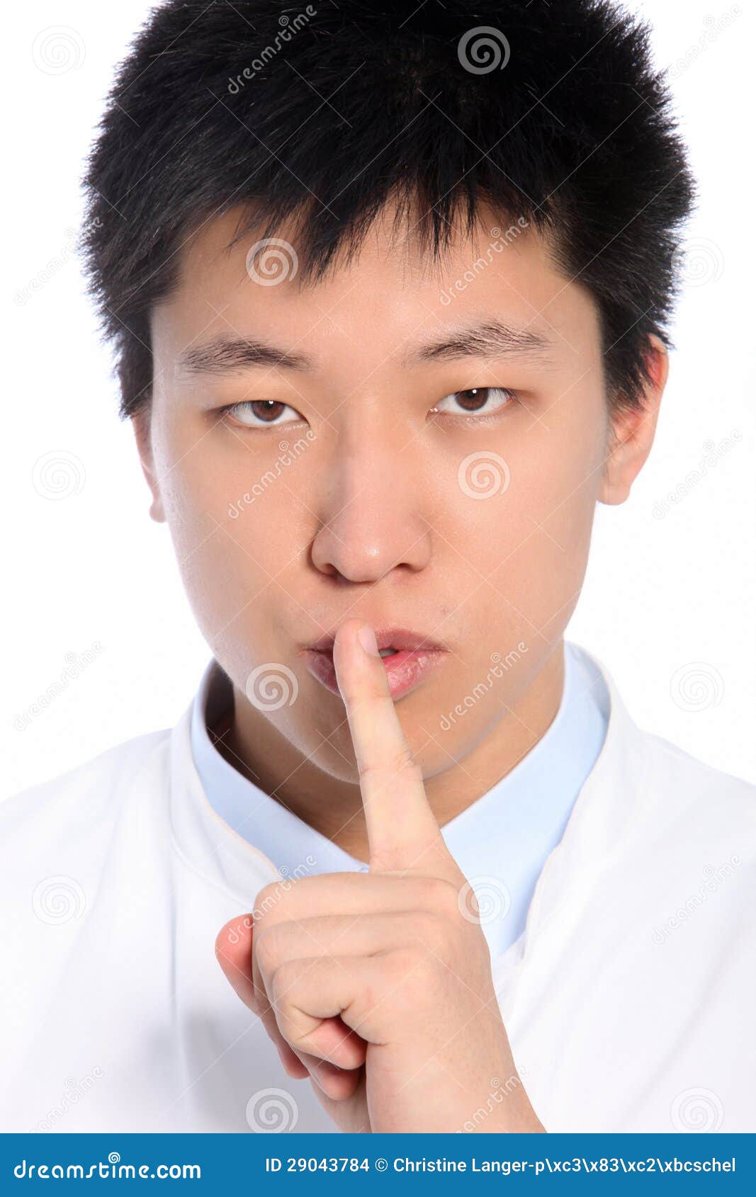 Asian Man Making a Shushing Gesture Stock Photo - Image of expression ...