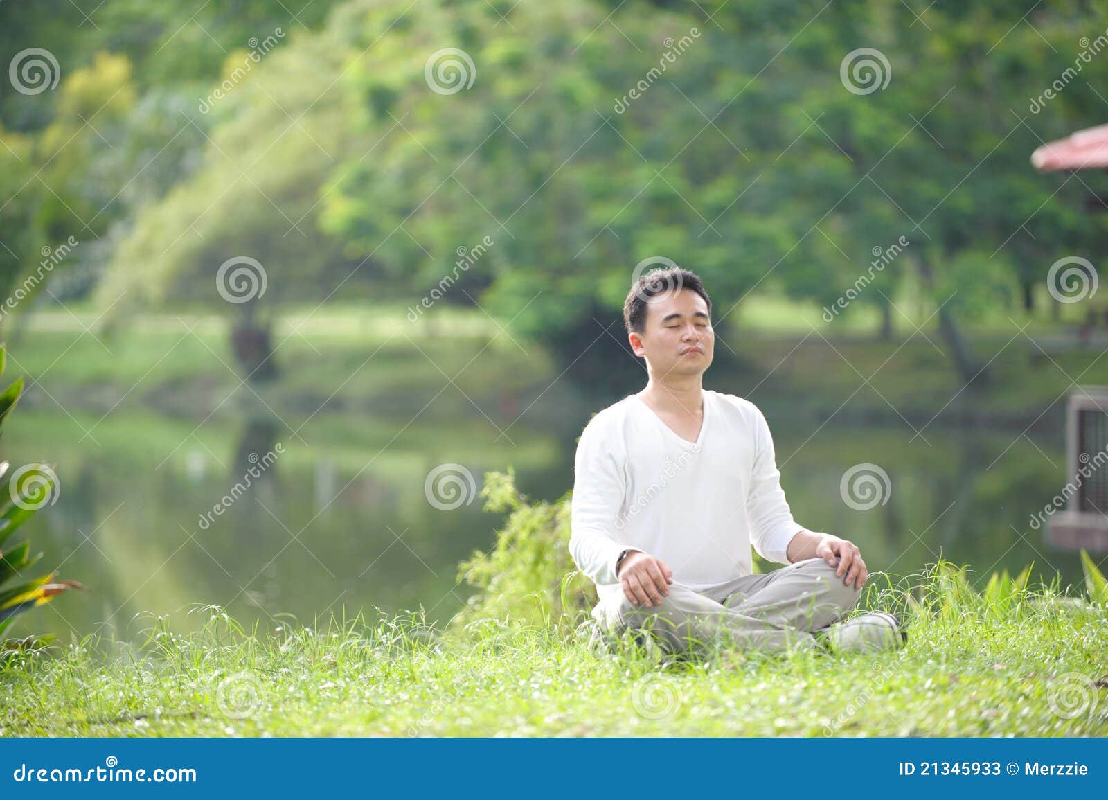 Asian Man Meditating stock image. Image of human, relaxing - 21345933