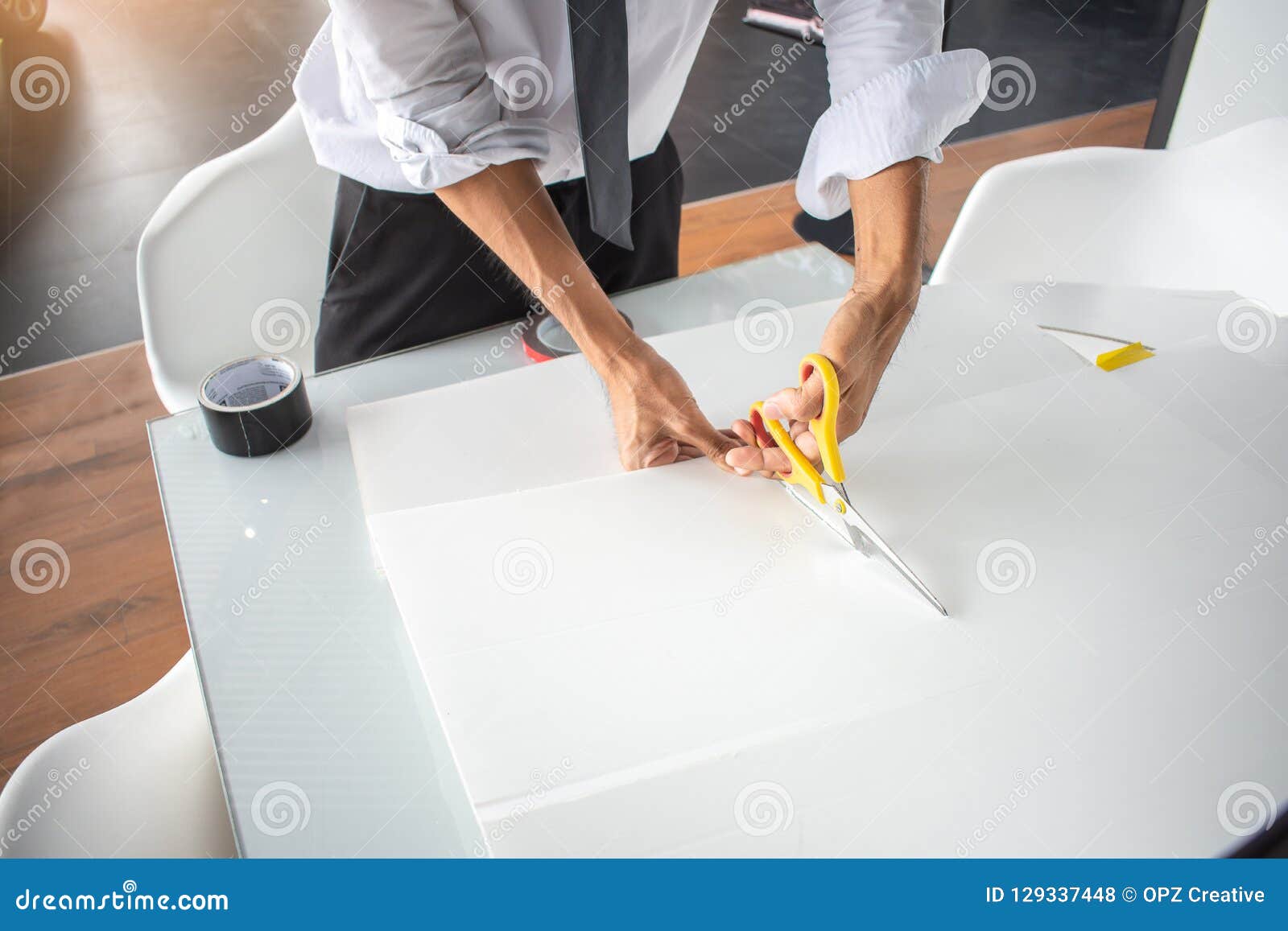 Asian Man Paper Cutting with Scissors for Crafts Paper and Create a ...