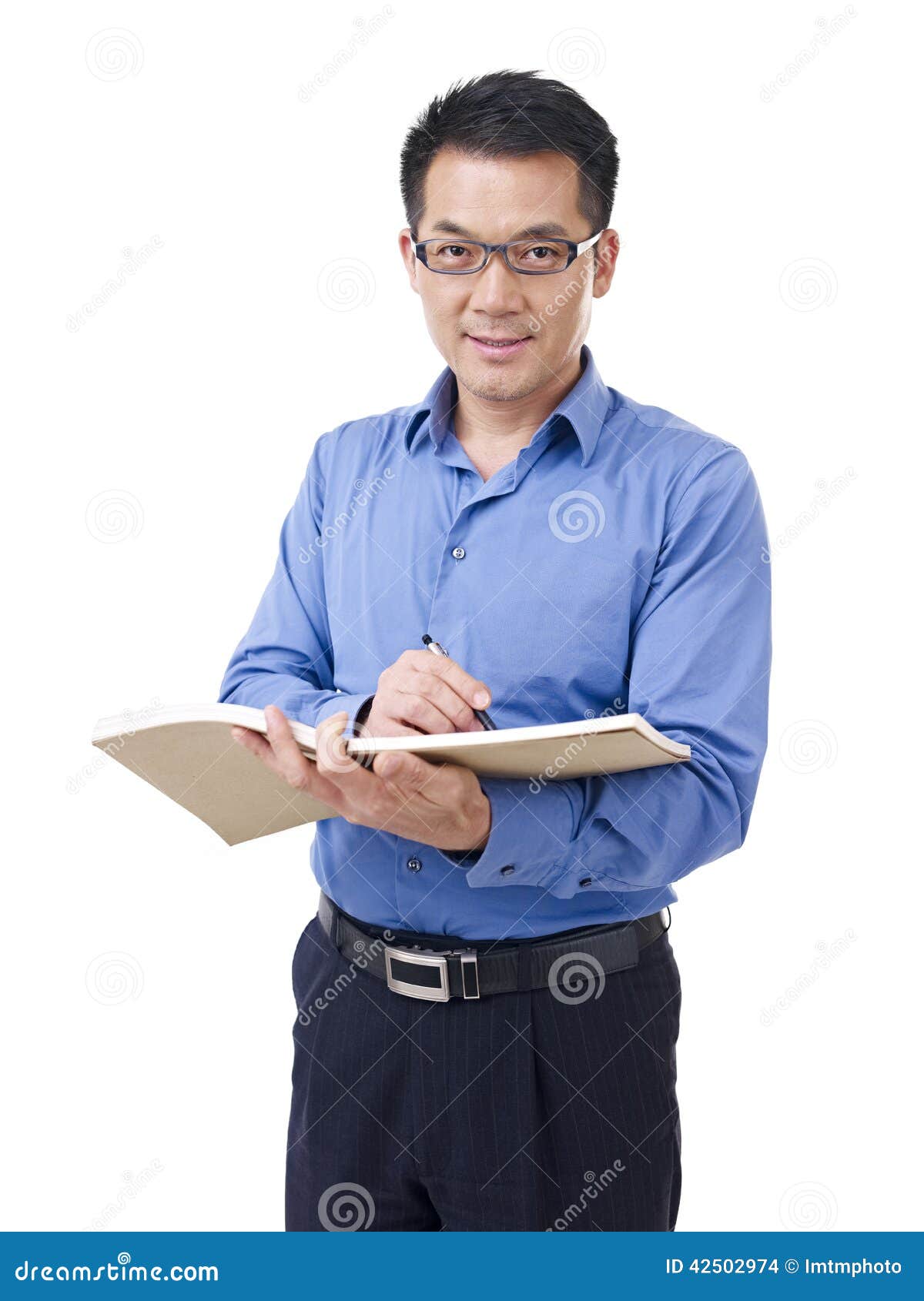 Asian Man with Pen and Notebook Stock Photo - Image of lecturer ...