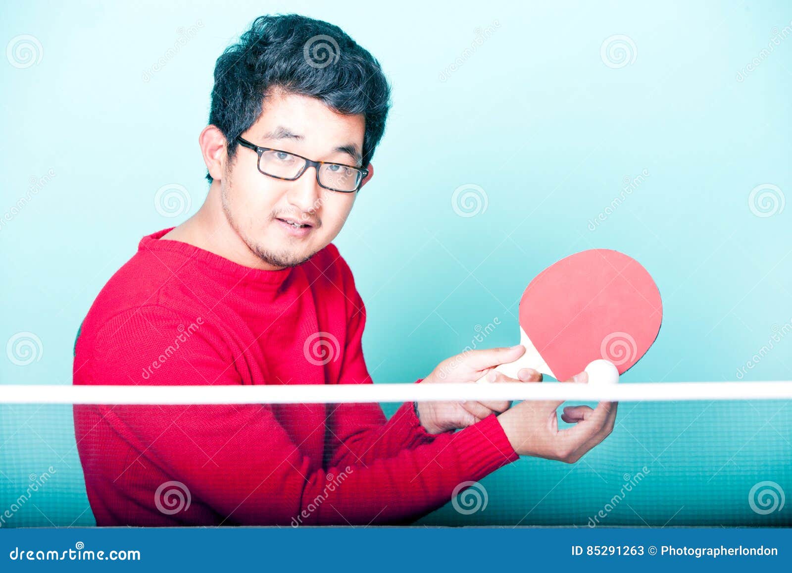 Asian Man Playing Table Tennis Stock Image - Image of front, athlete ...