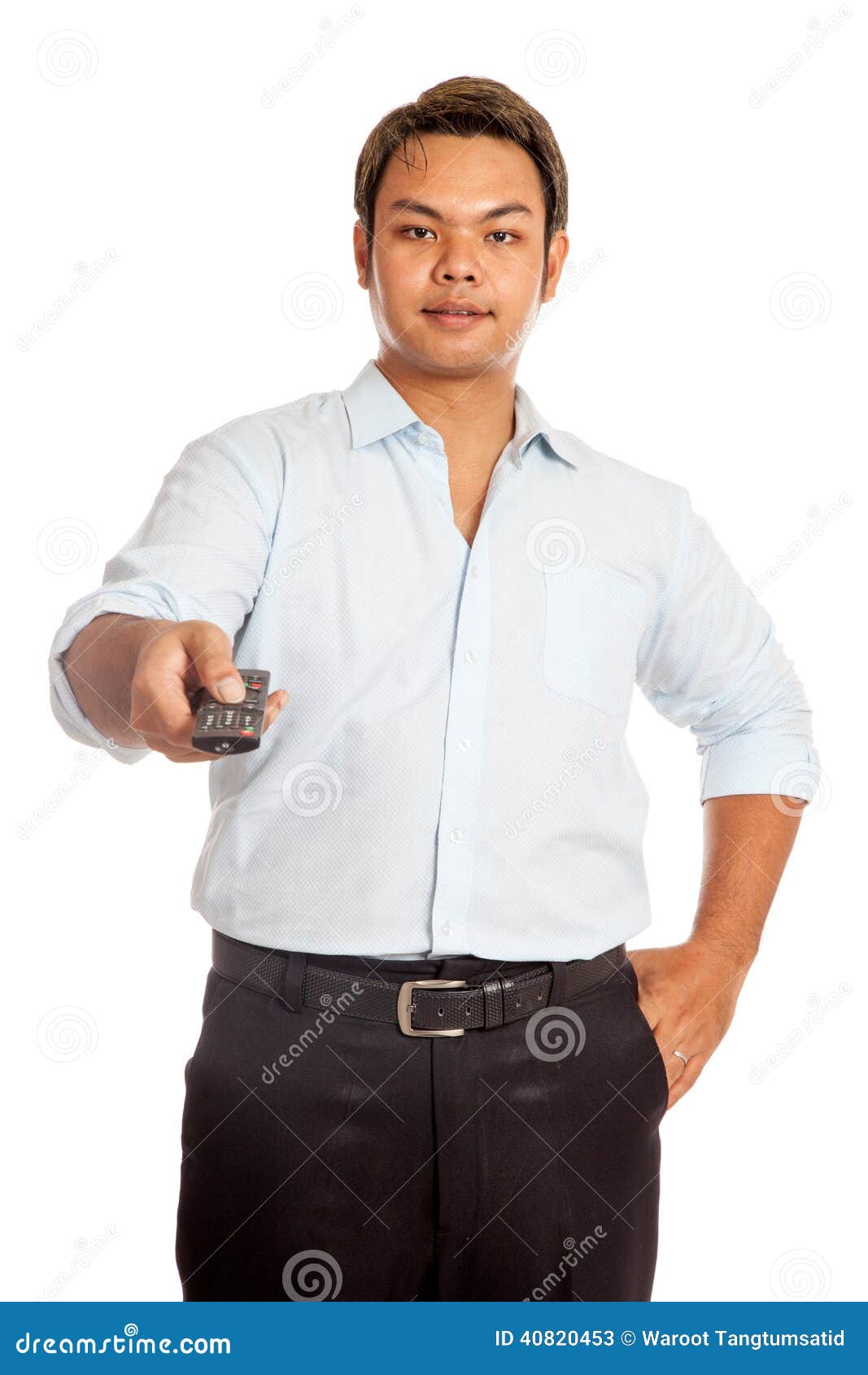 Asian Man Point a Remote Control To Camera Stock Image - Image of hand ...