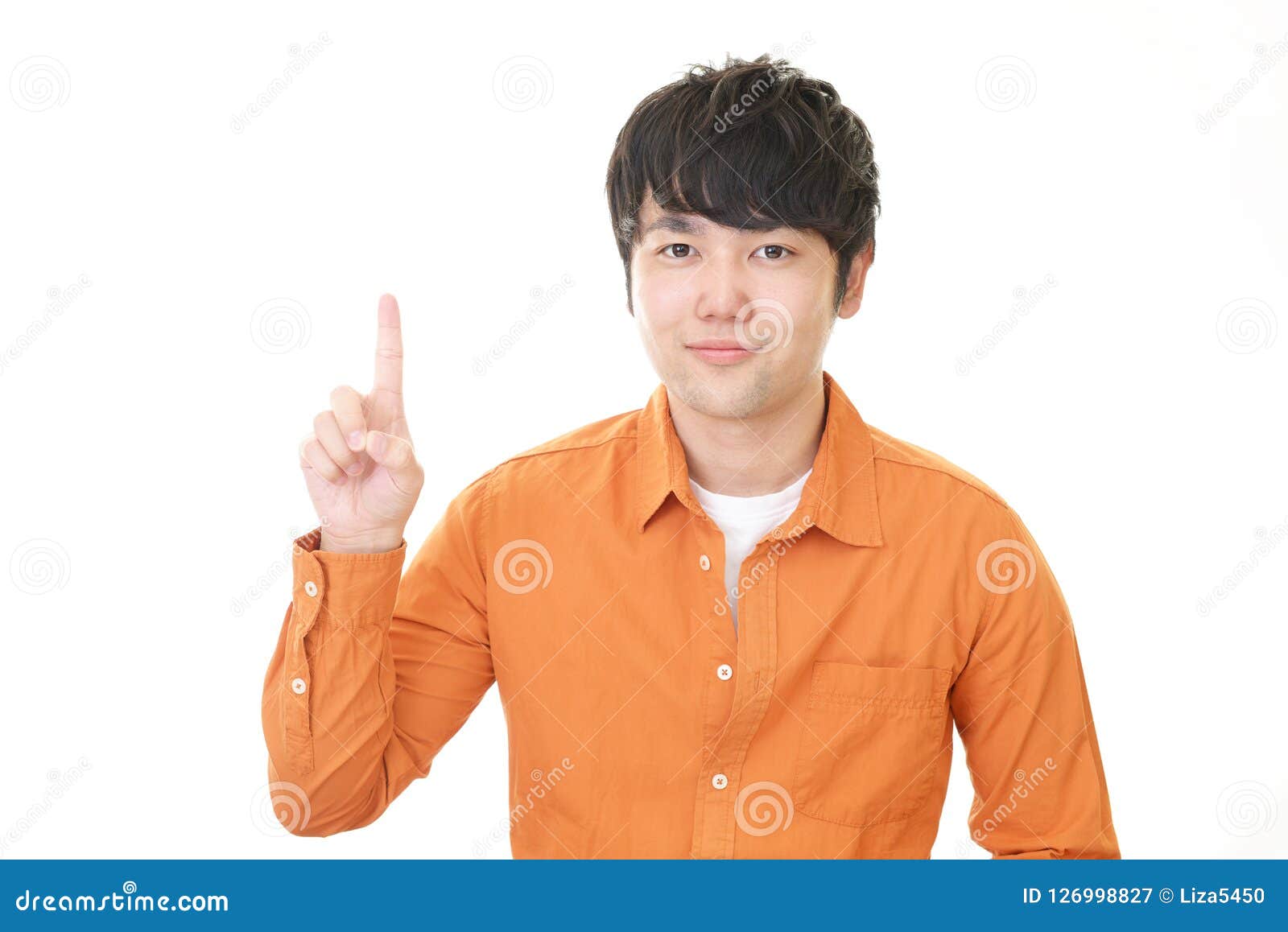 Asian man pointing stock image. Image of handsome, liveliness - 126998827