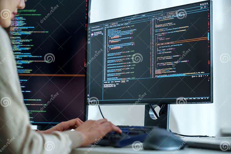 Asian Man Prompt Engineer Develop Coding App with Software Data Sitting in Front of Computer ...