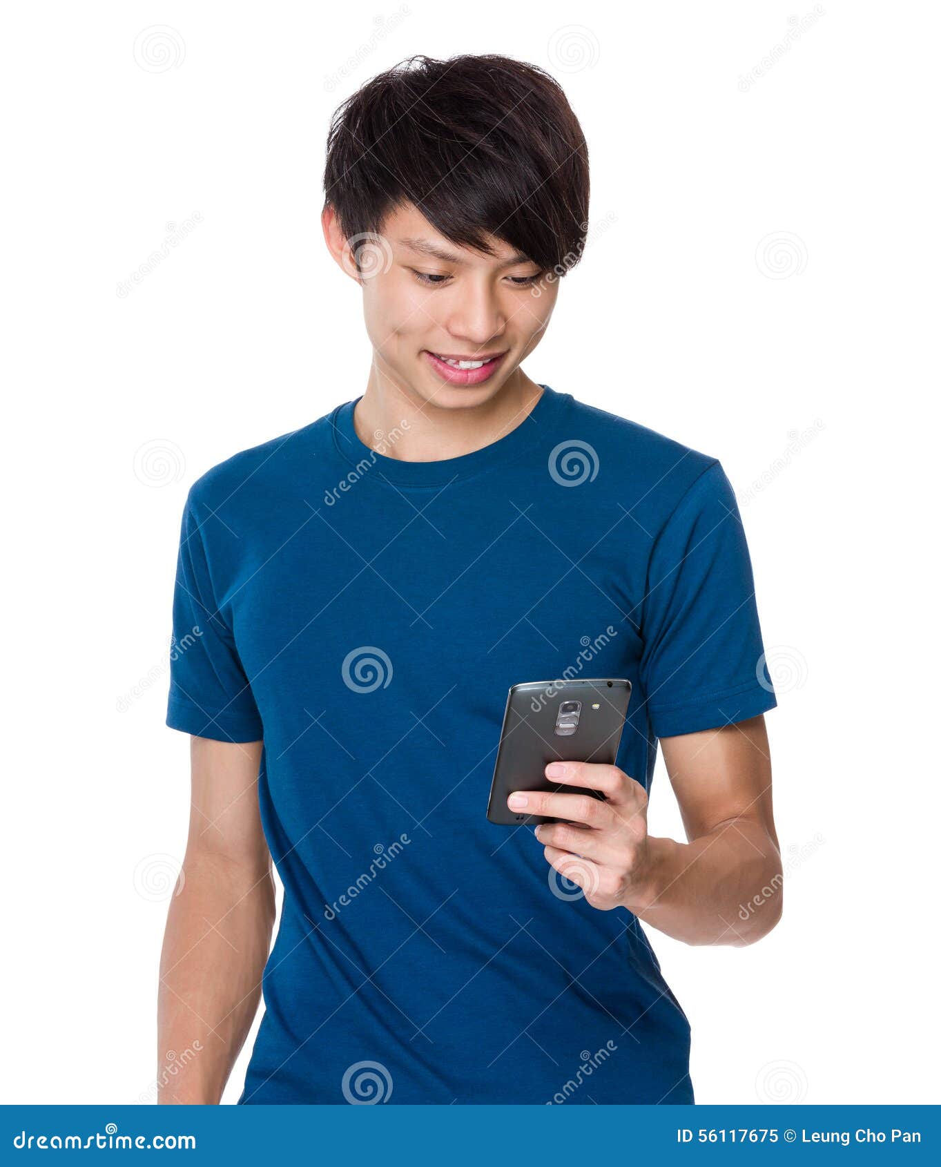 Asian Man Read on the Cellphone Stock Image - Image of phone, handsome ...