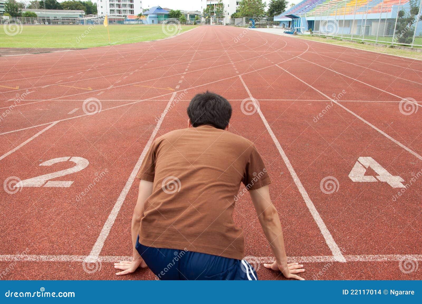 Asian Man Runner on Running Track Stock Photo - Image of exercise ...