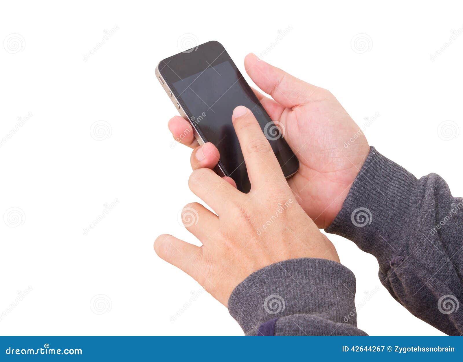 Asian Man S Hand Touching Smartphone S Screen. Stock Image - Image of ...
