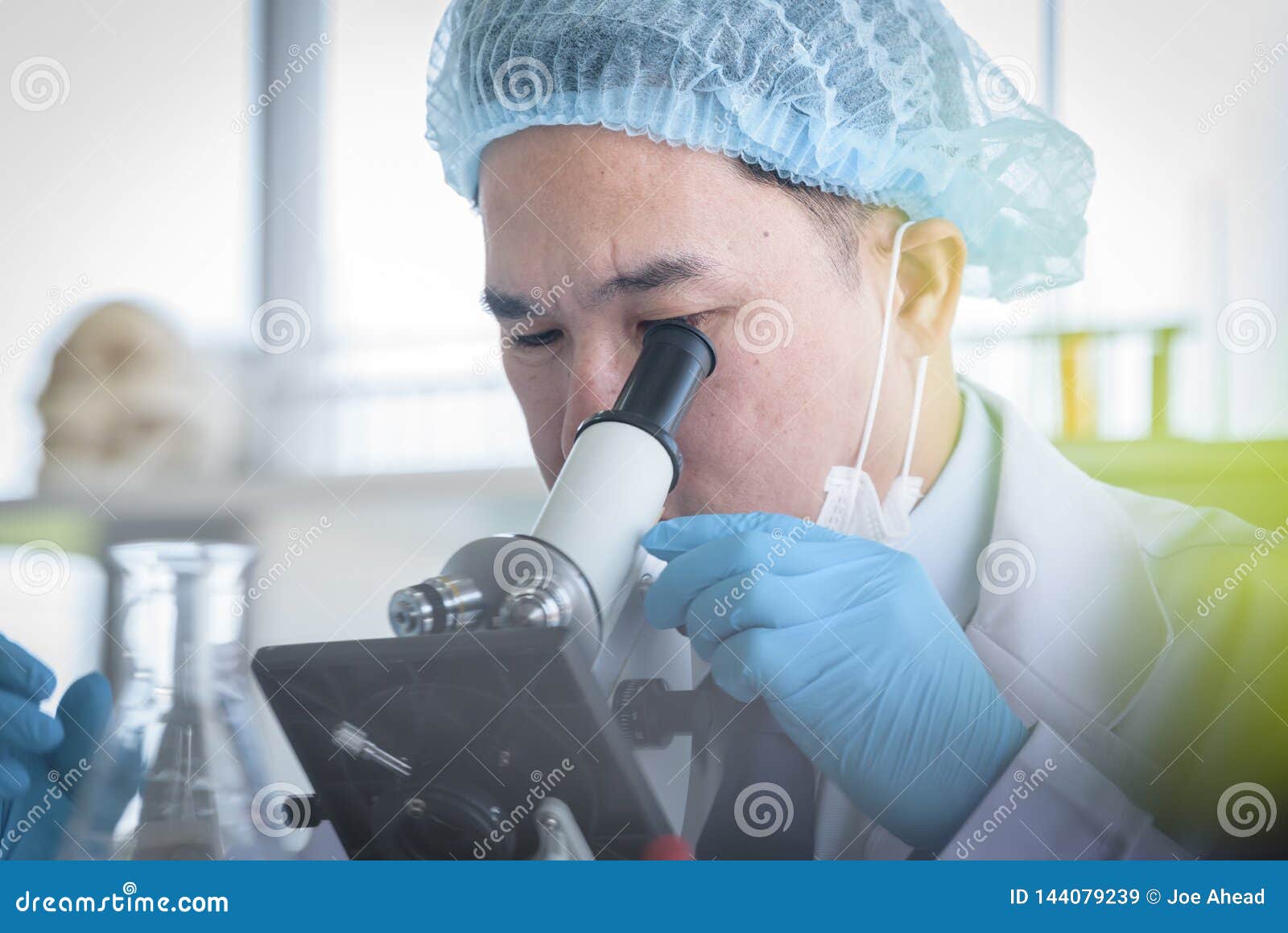 Asian Man Scientist Researching and Learning in a Laboratory Stock ...