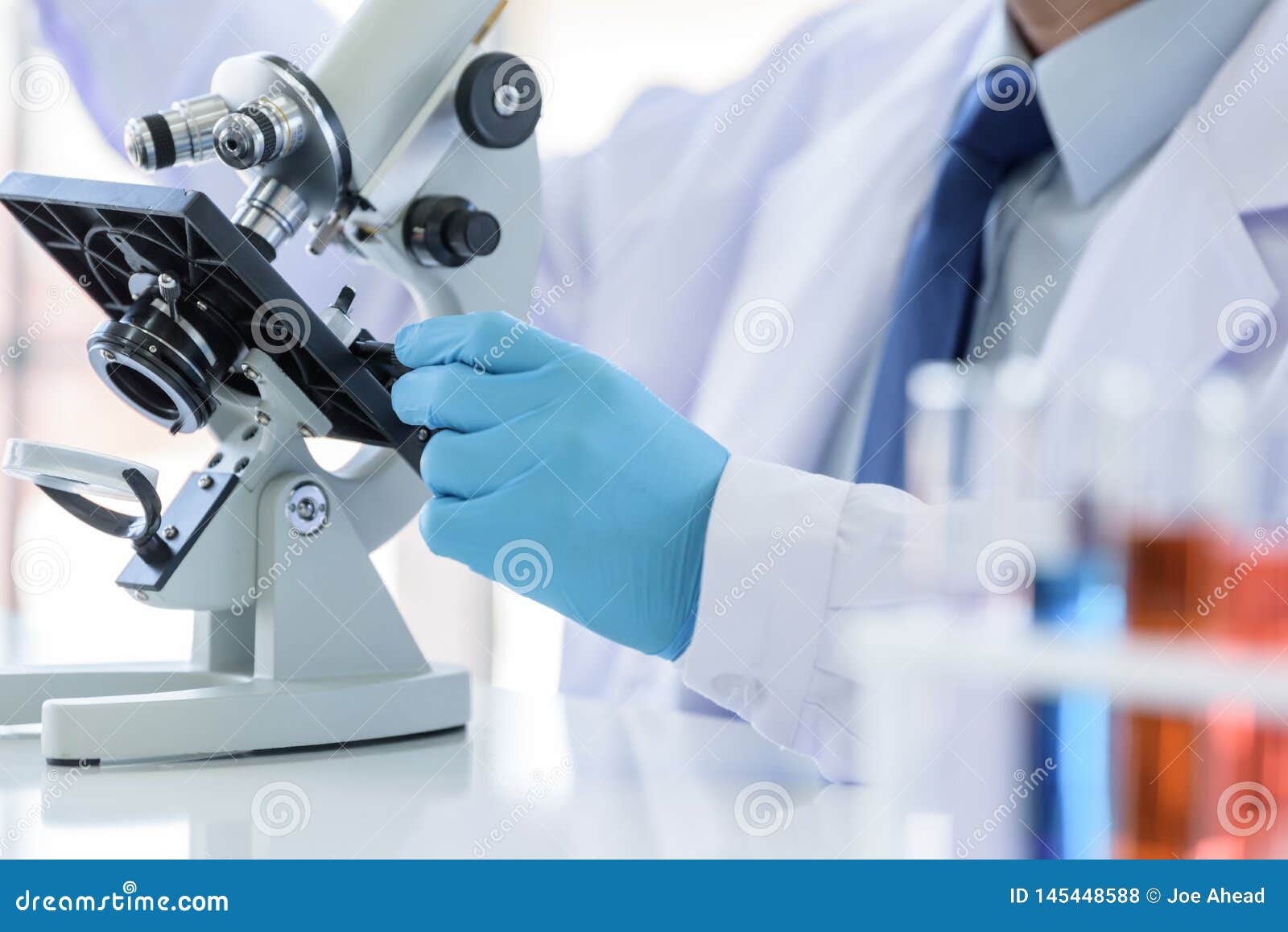 Asian Man Scientist Researching and Learning in a Laboratory Stock ...