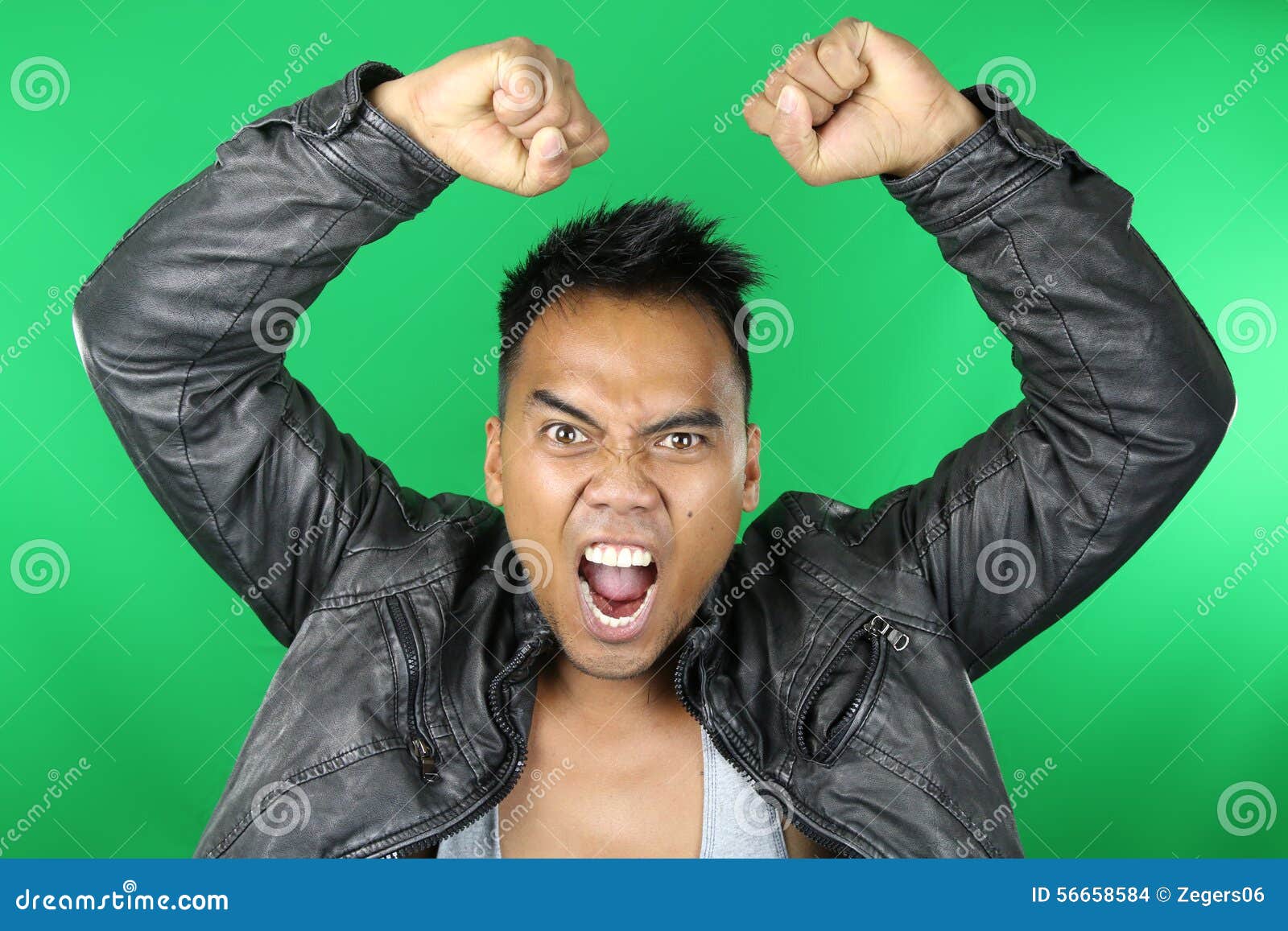Asian man shouting stock photo. Image of asian, jacket - 56658584