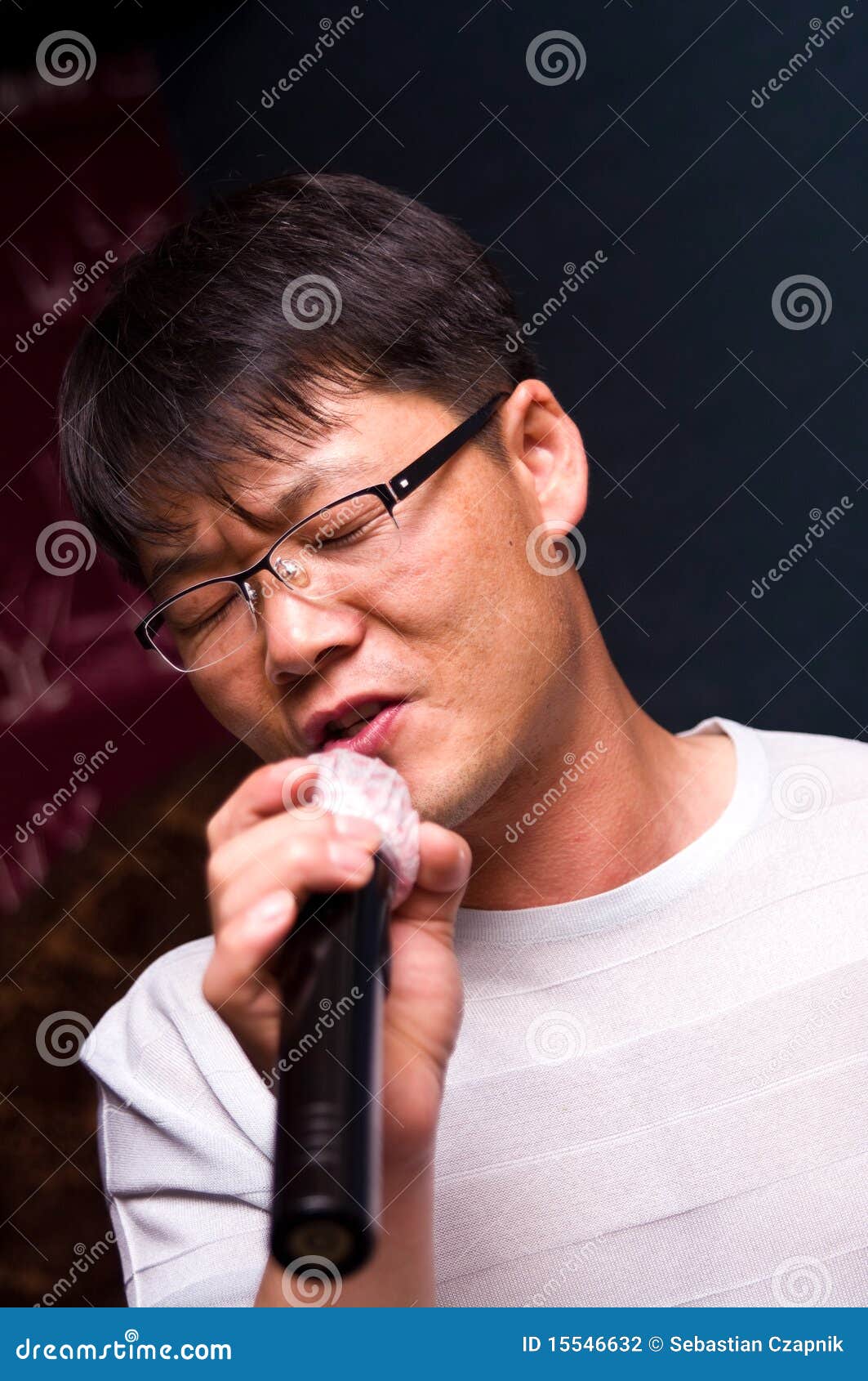 Asian man singing stock photo. Image of mike, singing - 15546632