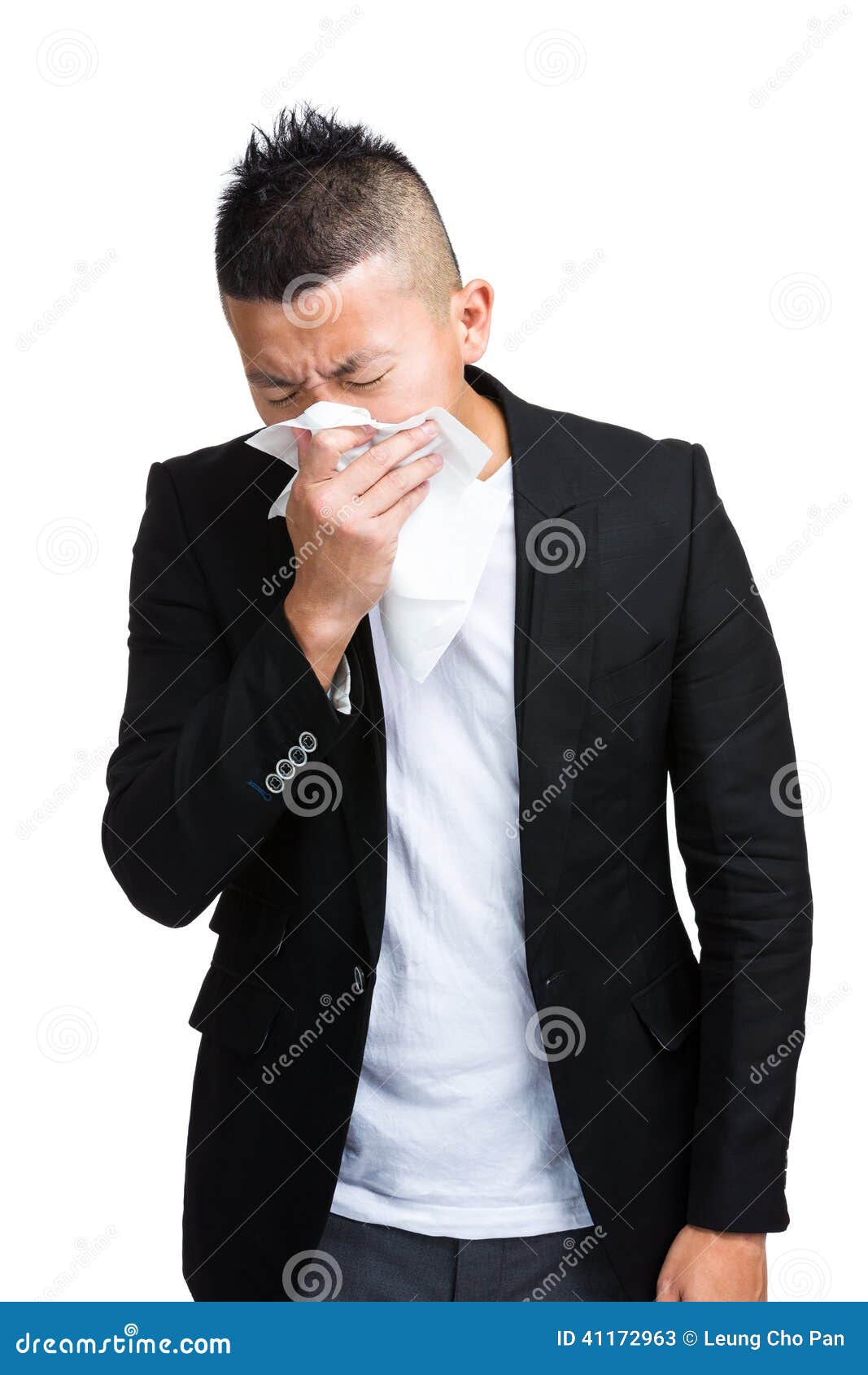Asian man sneeze stock image. Image of sneeze, adult - 41172963
