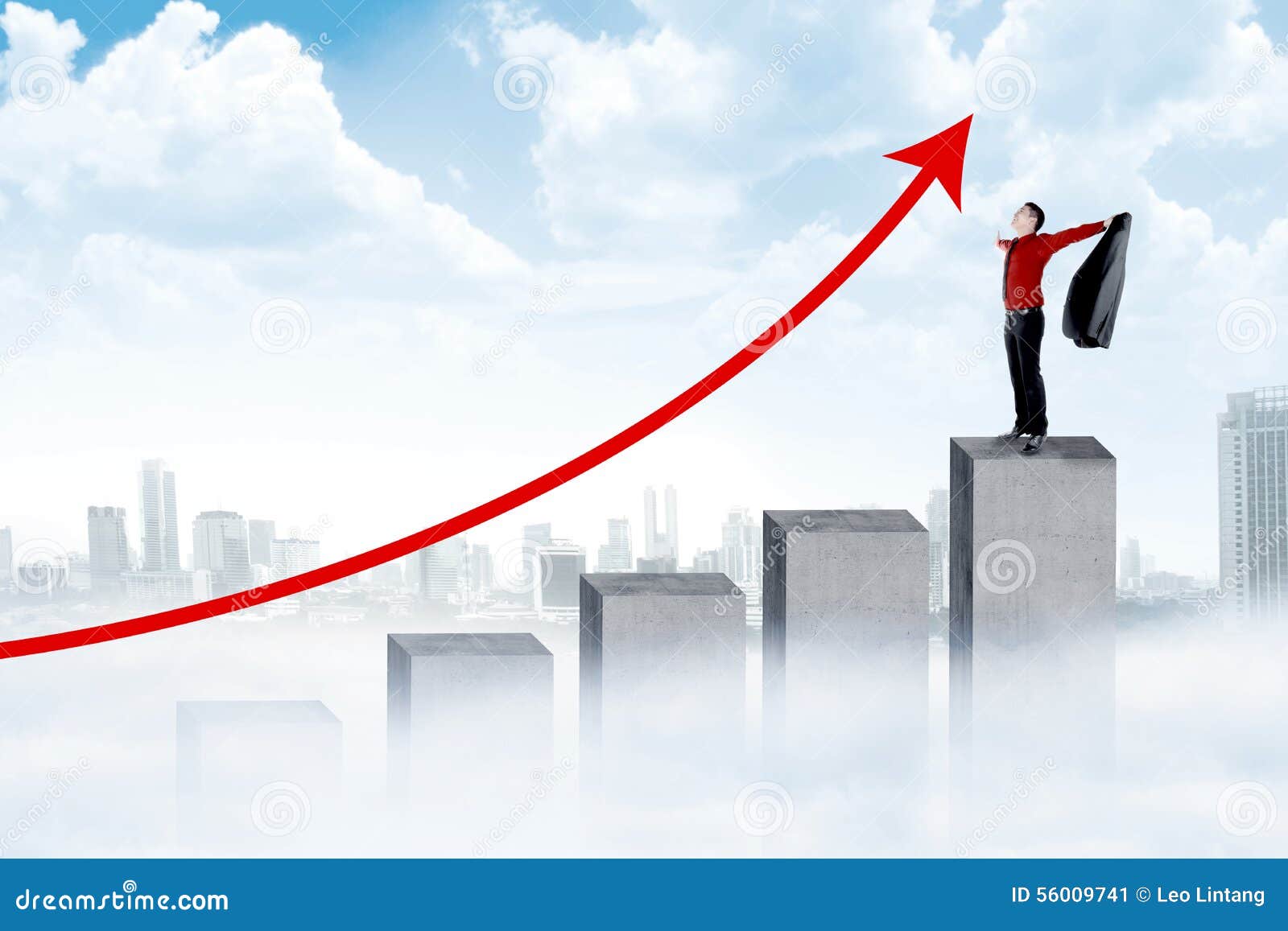 Asian Man Standing on the Chart Stock Illustration - Illustration of ...