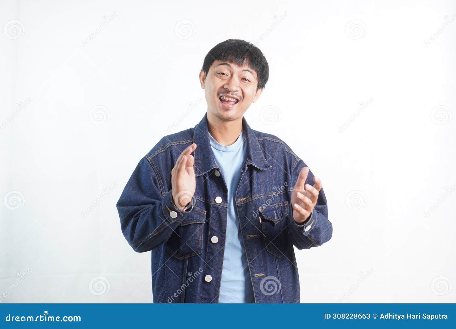 Clap Your Hand, Asian Man with a Happily Face and Big Smile Express His ...