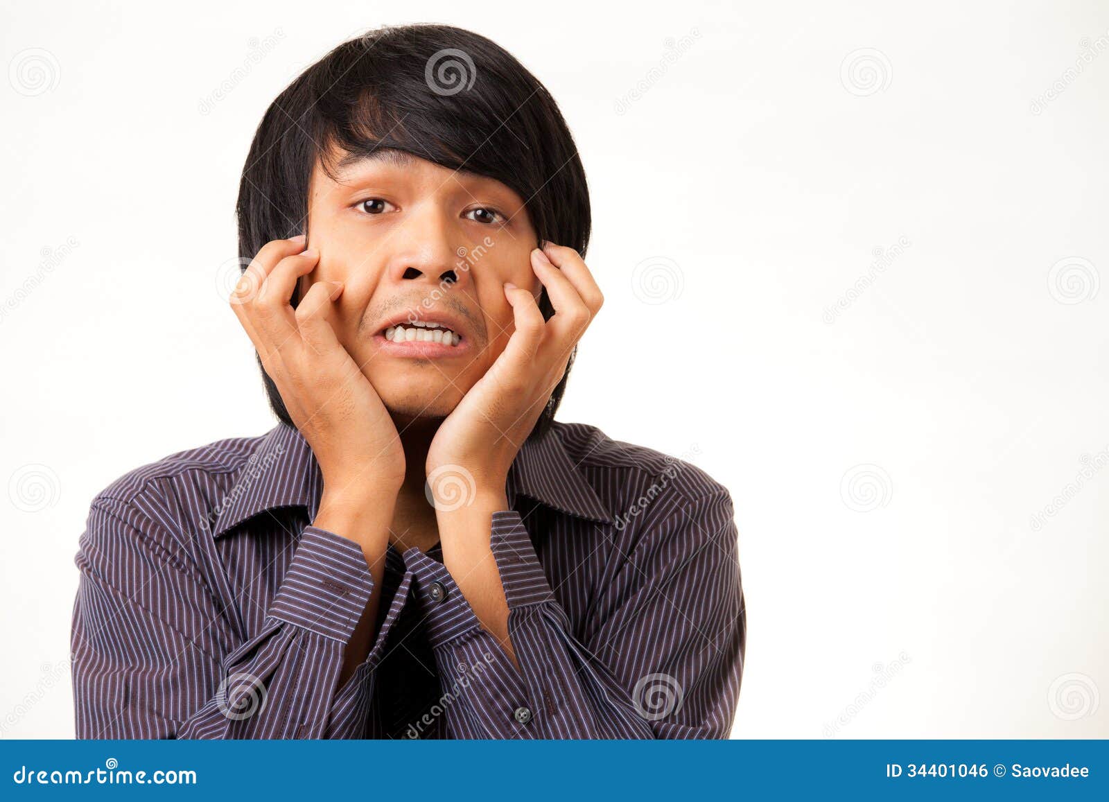 Asian man stress from work stock photo. Image of sadness - 34401046