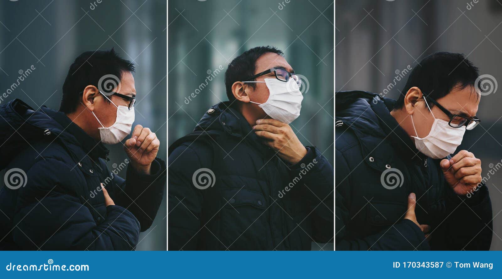 Asian Man Suffer from Cough with Face Mask Protection Stock Image ...