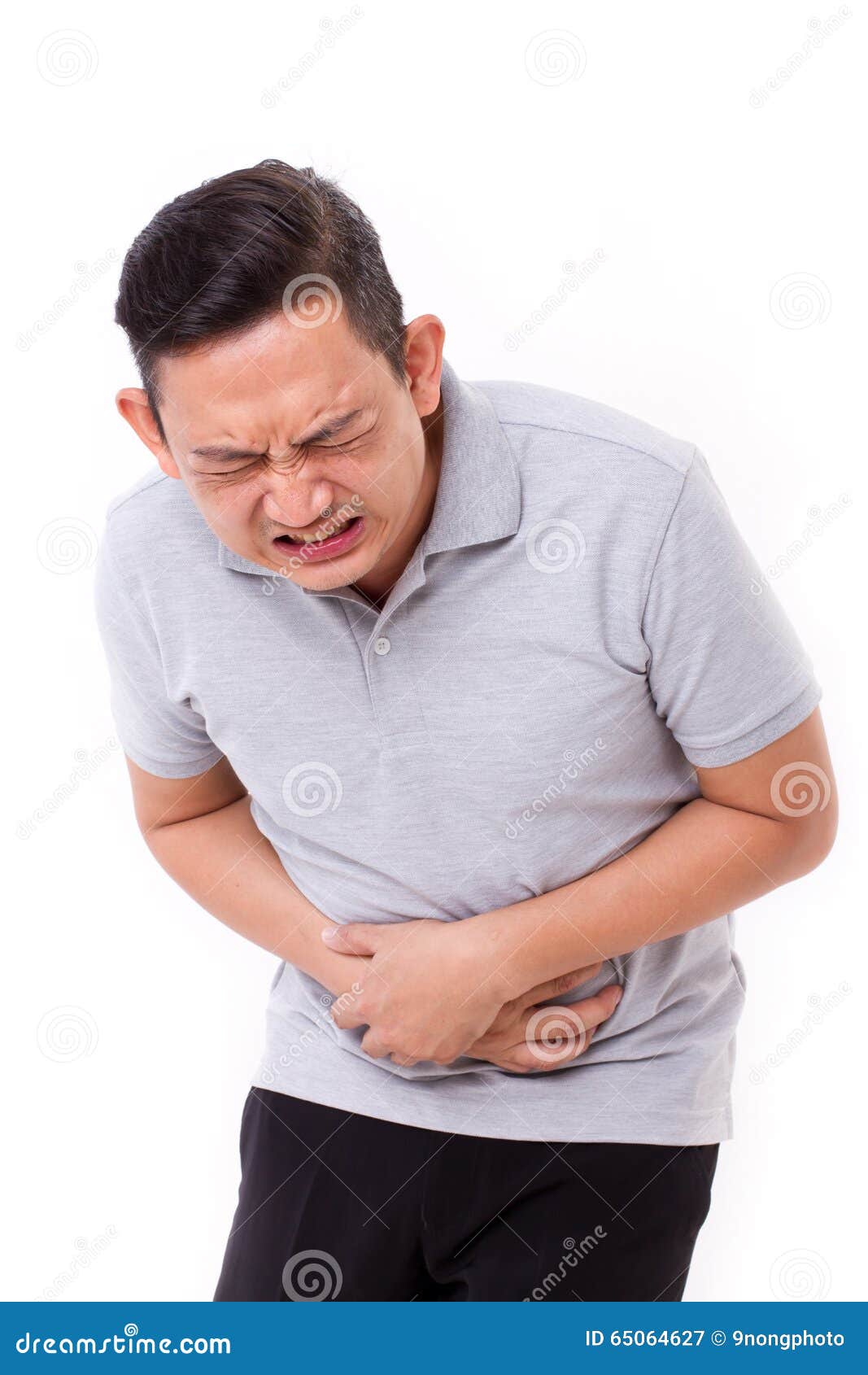Asian Man Suffering from Stomachache, Constipation Stock Image - Image ...
