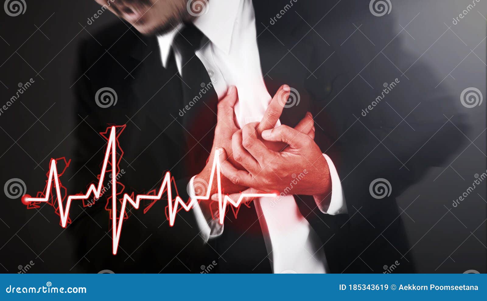Asian Man in Suit Having Heart Attack / Heart Burn with Heart Beat ...